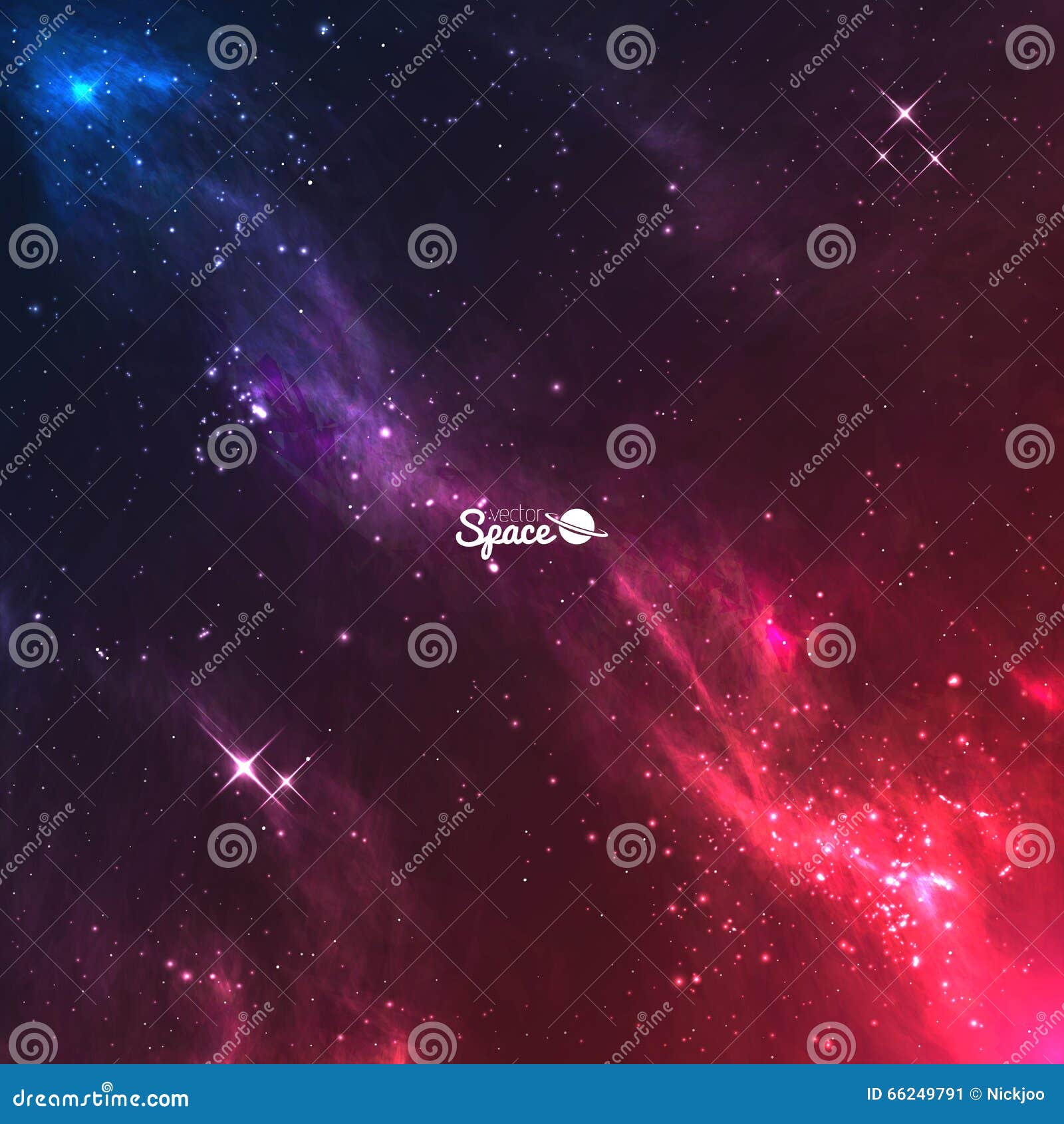 Vector Space Galaxy Background. Colourful Violet-red Nebulae with ...