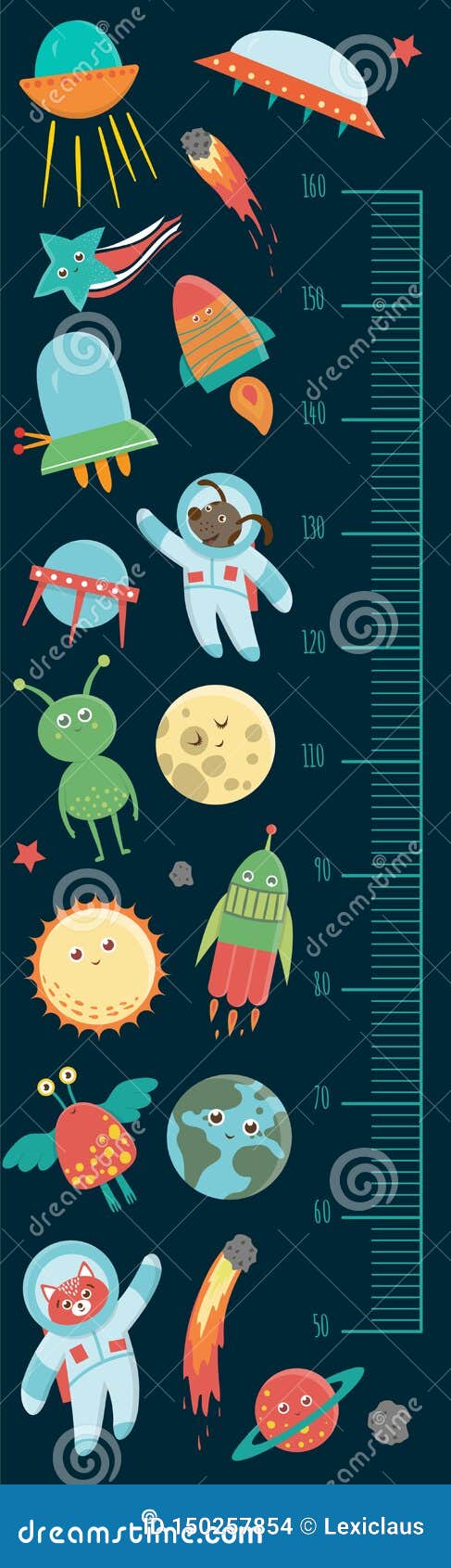 Vector space height chart stock vector. Illustration of happy - 150257854