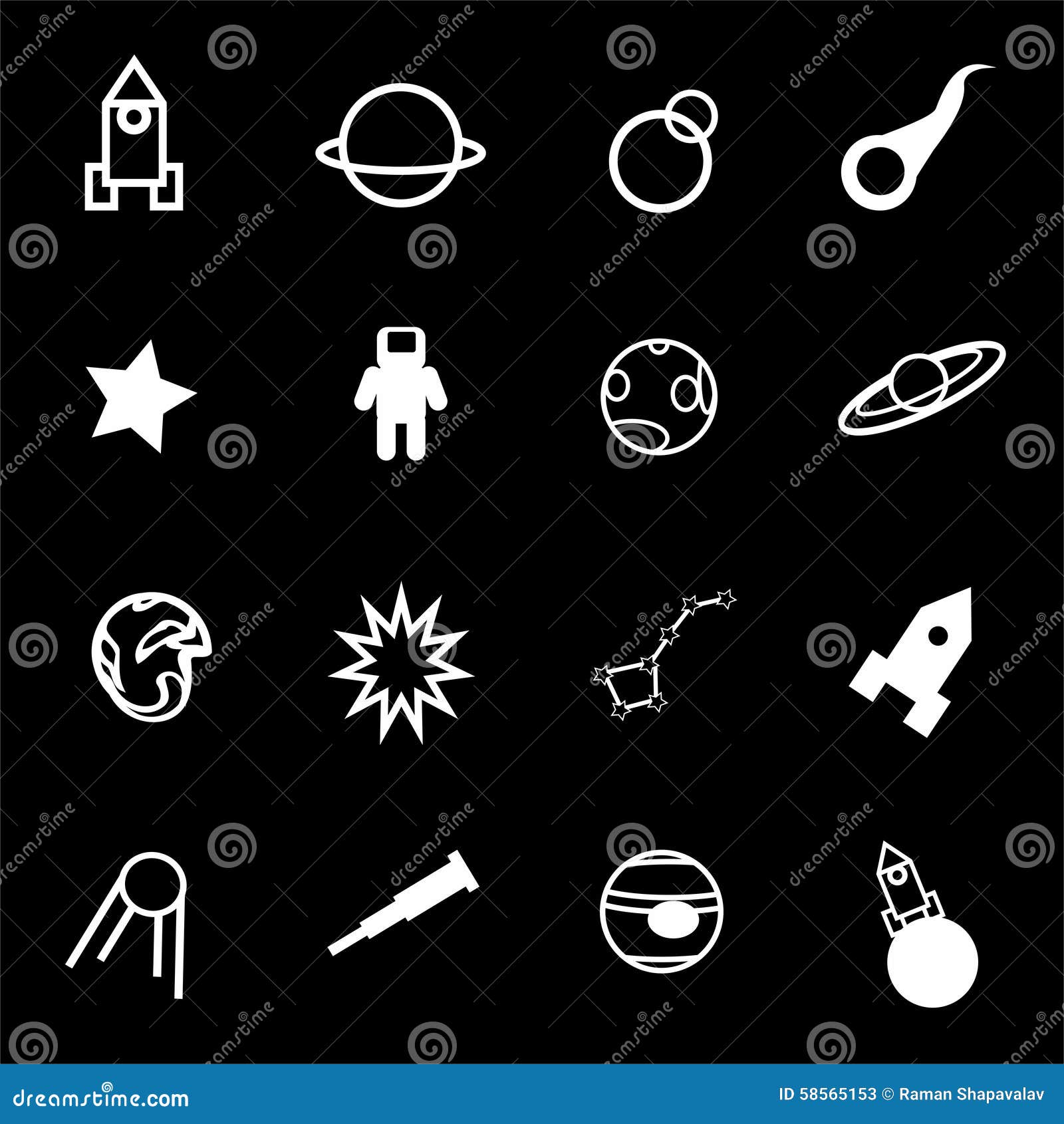 Vector Space icon set stock vector. Illustration of star - 58565153