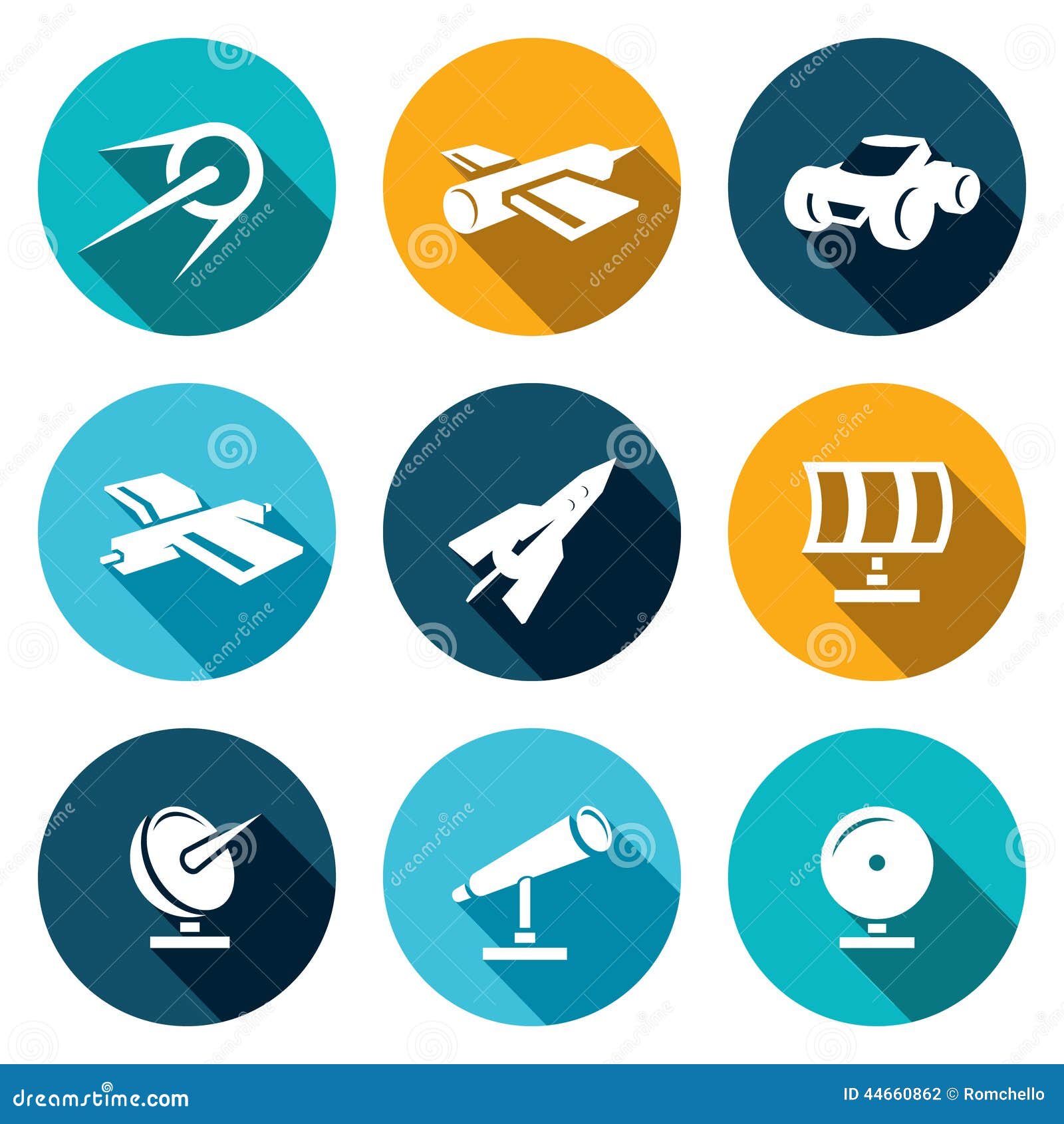 Vector Space Icons set stock illustration. Illustration of orbit - 44660862