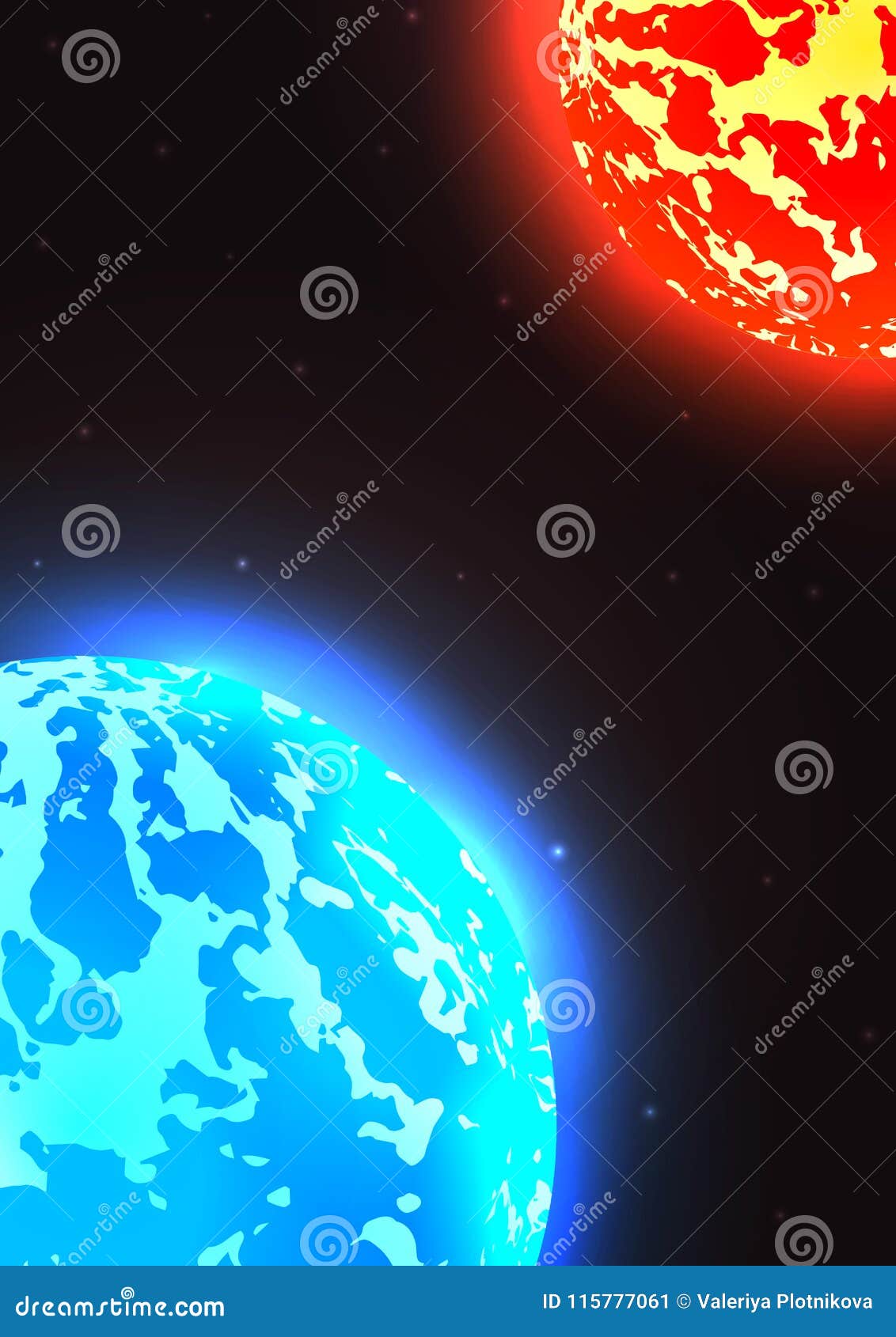 Vector Space Illustration with Stars, Planet Earth and Mars. Stock ...
