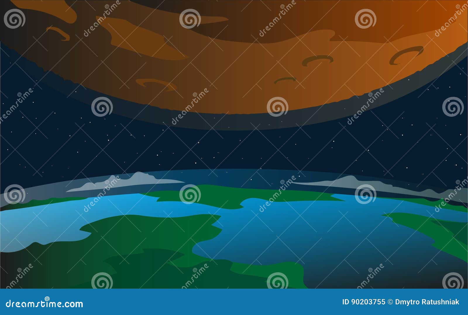 Vector space landscape stock illustration. Illustration of planetary ...