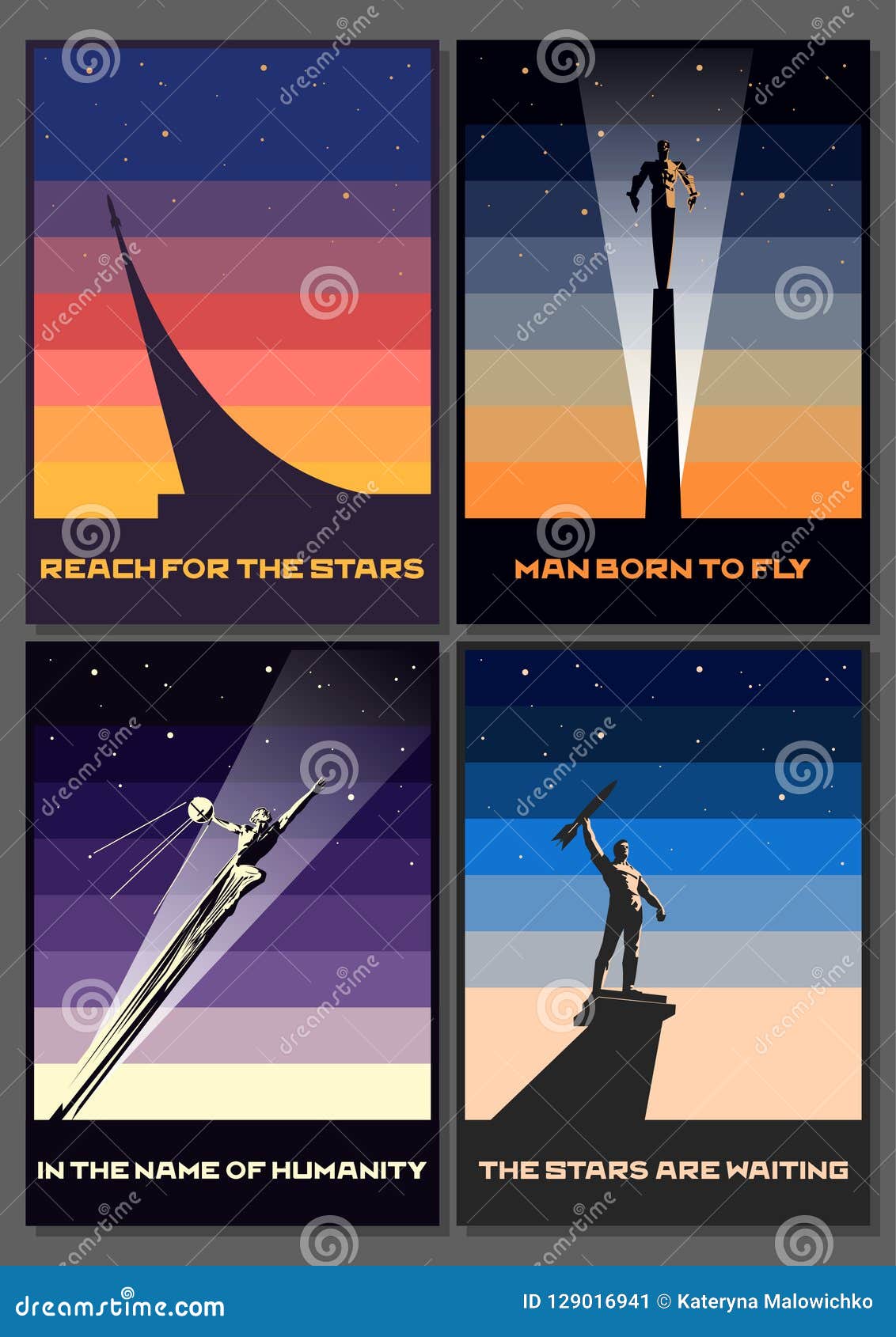 Original Set of Space Propaganda Posters Editorial Photo - Illustration ...