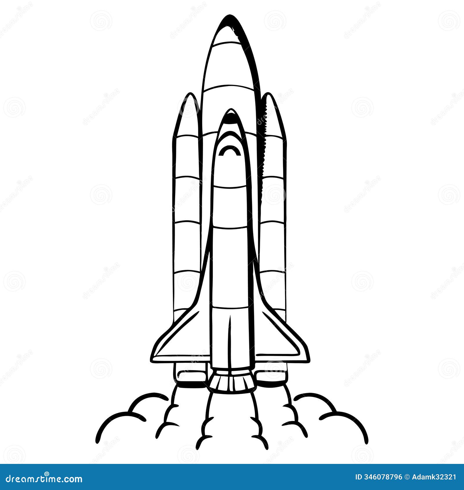 Vector Space Shuttle Illustration in Launch Position for Technology and ...