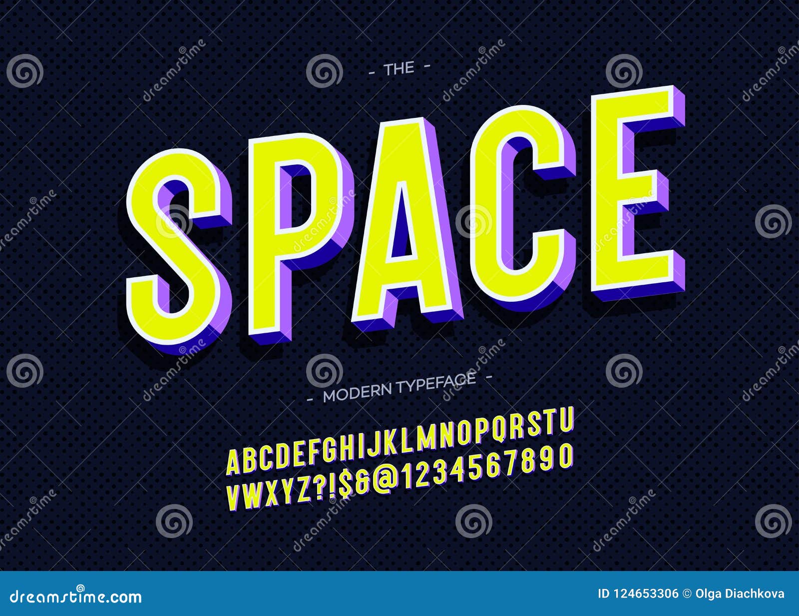 Vector Space Typeface 3d Bold Typography Colorful Style Stock Vector ...