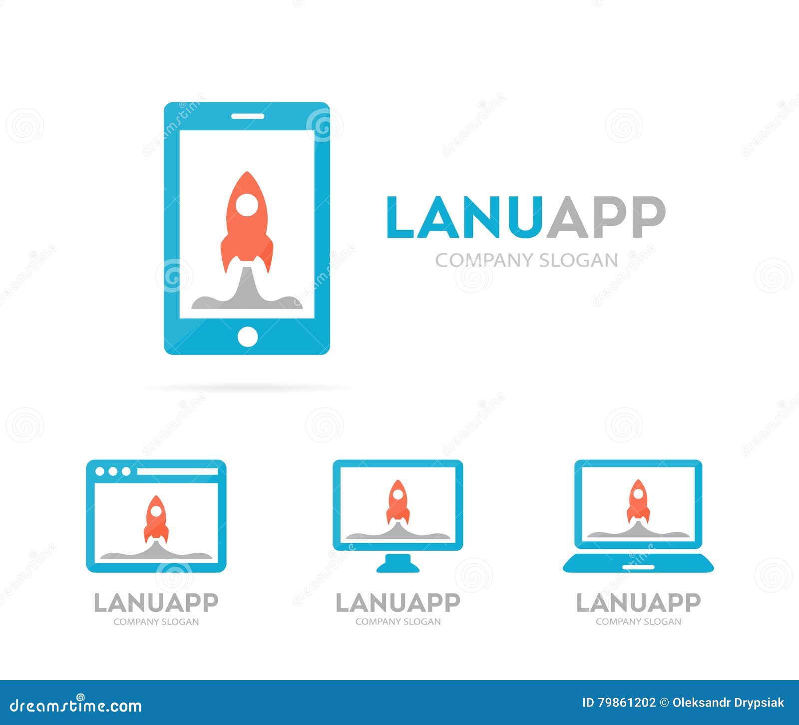 Vector Spaceship and Phone Logo Combination. Rocket and Mobile Symbol ...