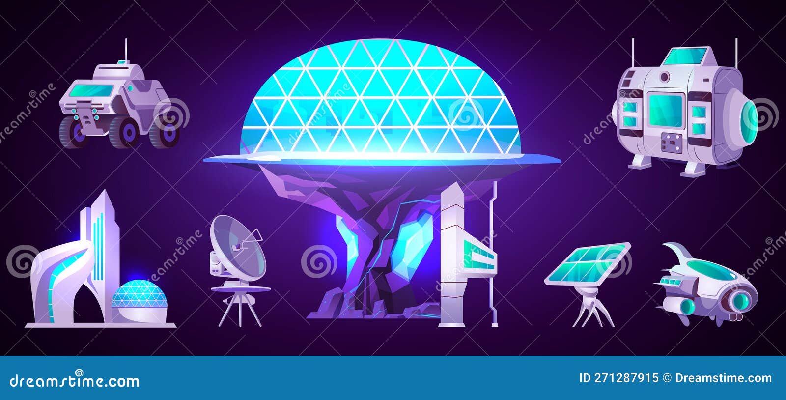 Vector Spaceship and Station To Explore Galaxy Stock Vector ...