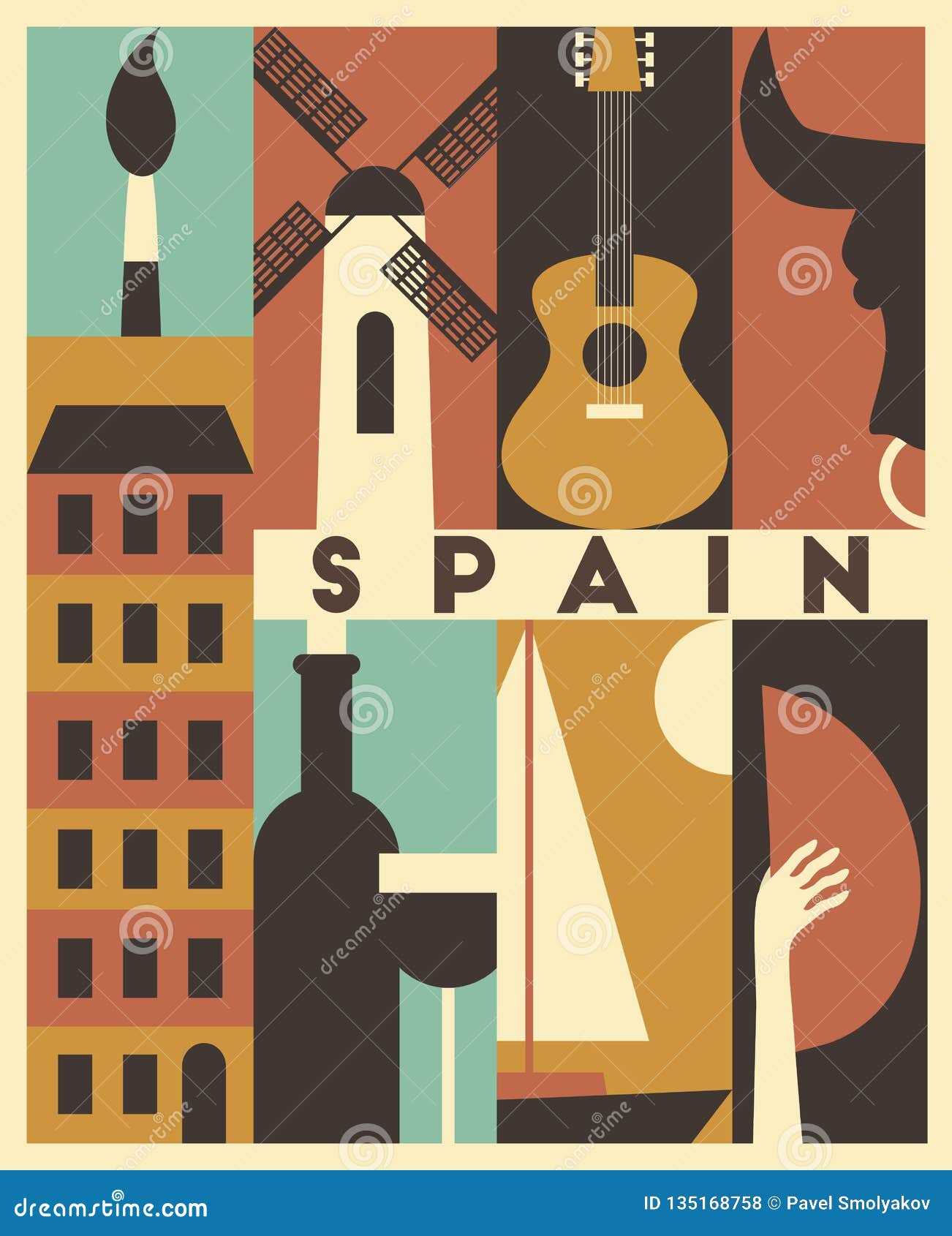 Spain Background Design. Spanish Traditional Sticker Symbols And ...
