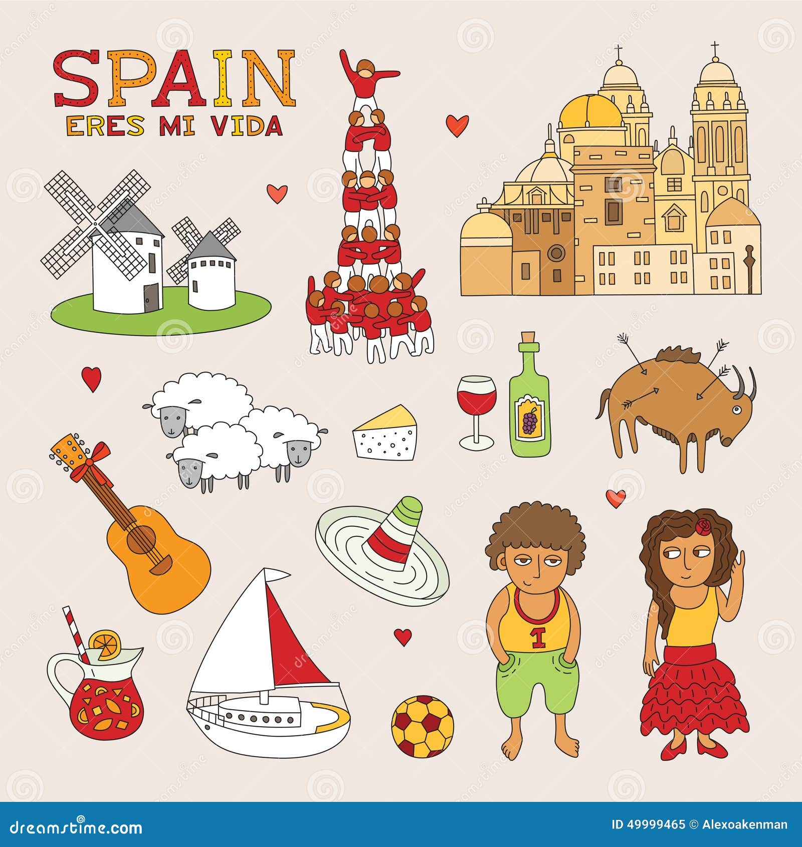 Vector Spain Doodle Art for Travel and Tourism Stock Vector ...