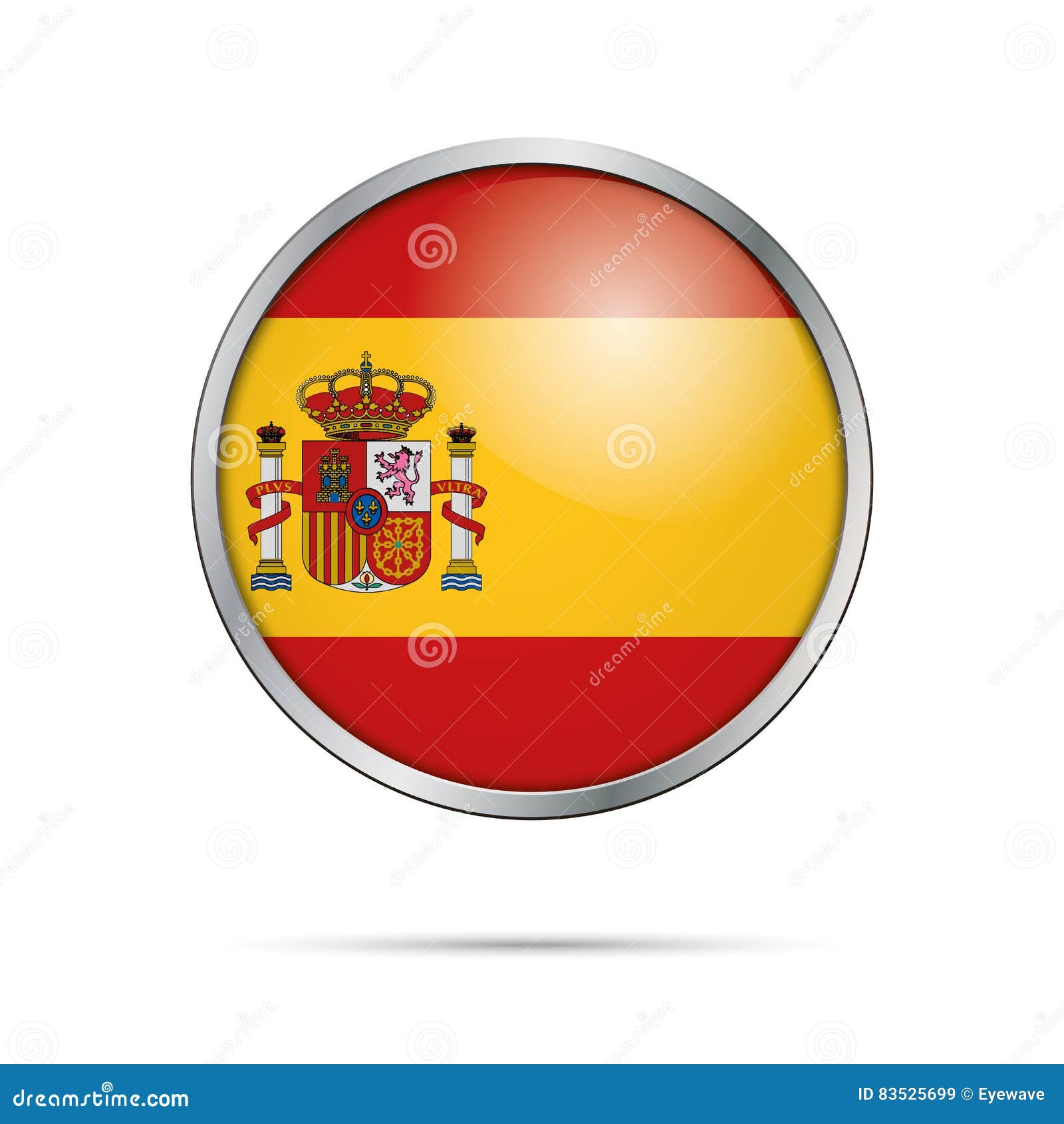 Vector Spanish Flag Button. Spain Flag in Glass Button Style. Stock ...
