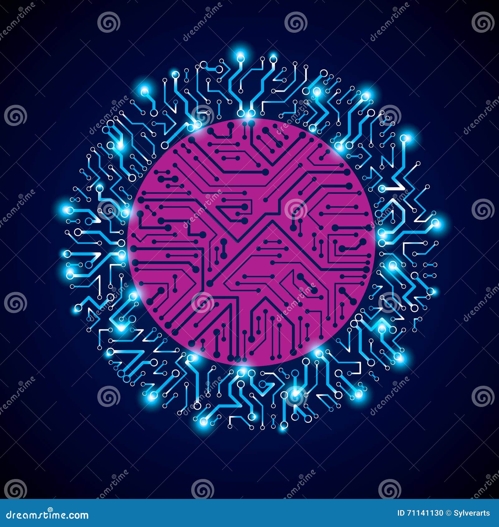 Vector Sparkling Circuit Board Circle, Digital Technologies Abstraction ...