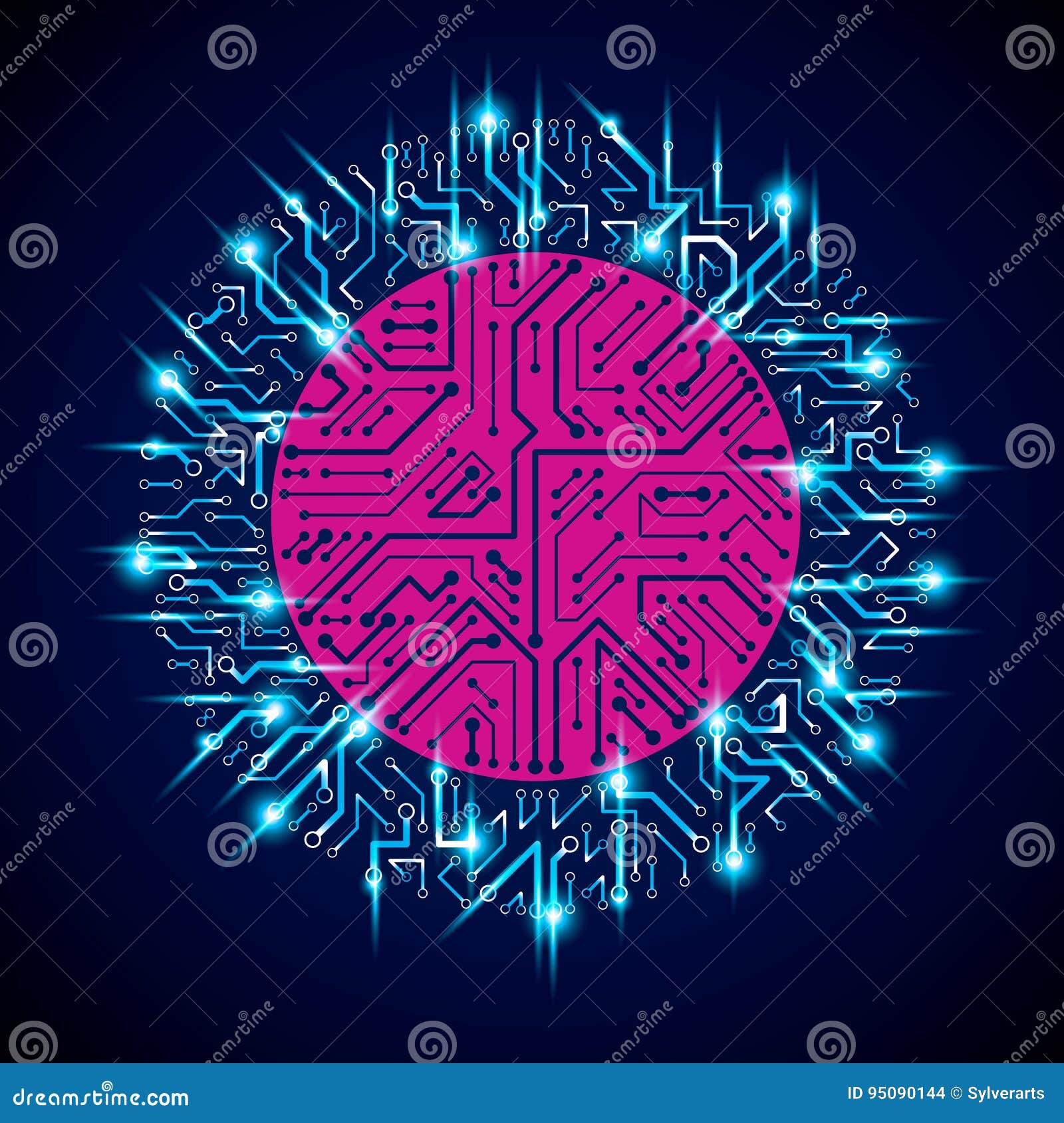 Vector Sparkling Circuit Board Circle, Digital Technologies Abstraction ...