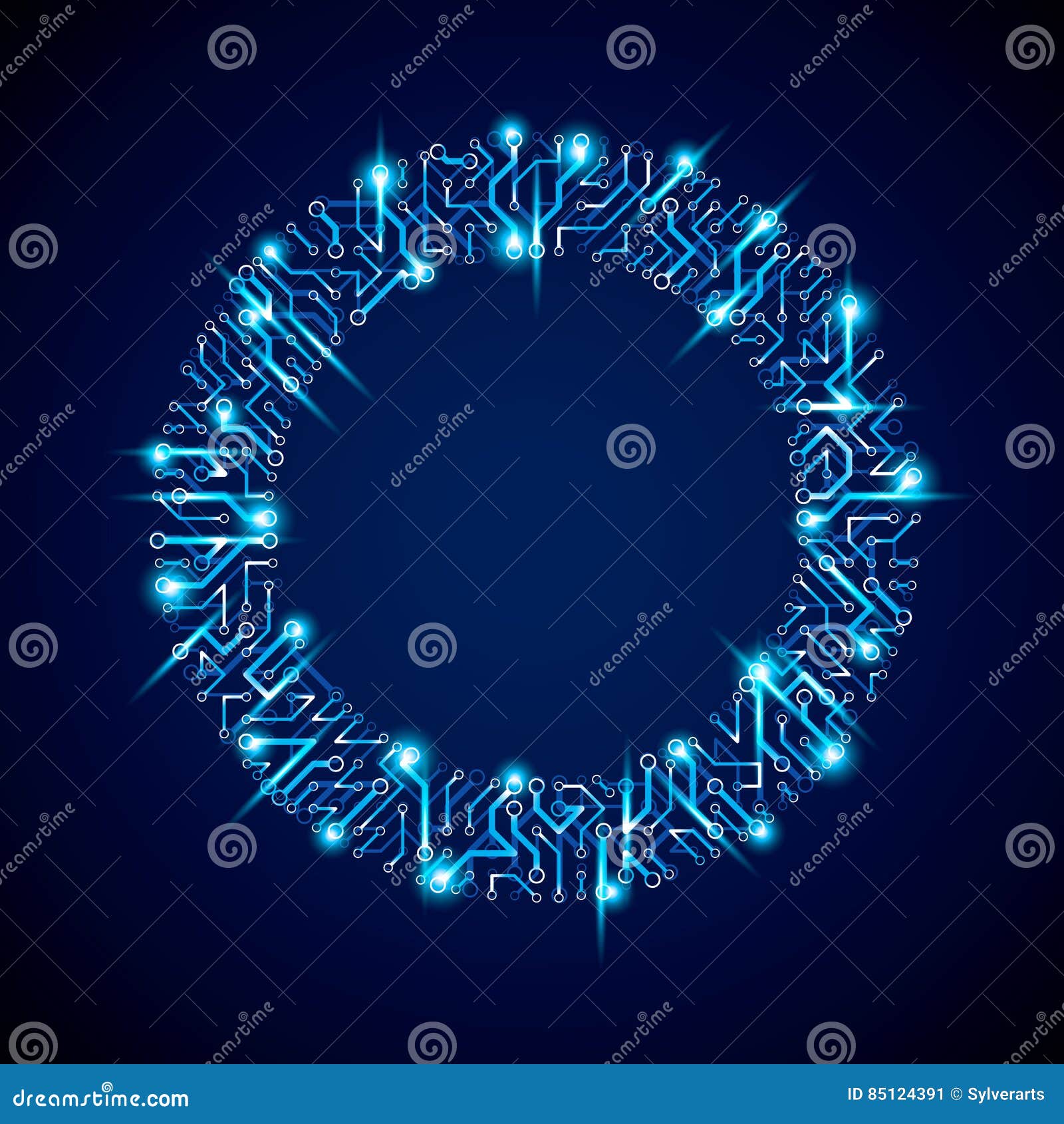 Vector Sparkling Circuit Board Circle, Digital Technologies Abstraction ...