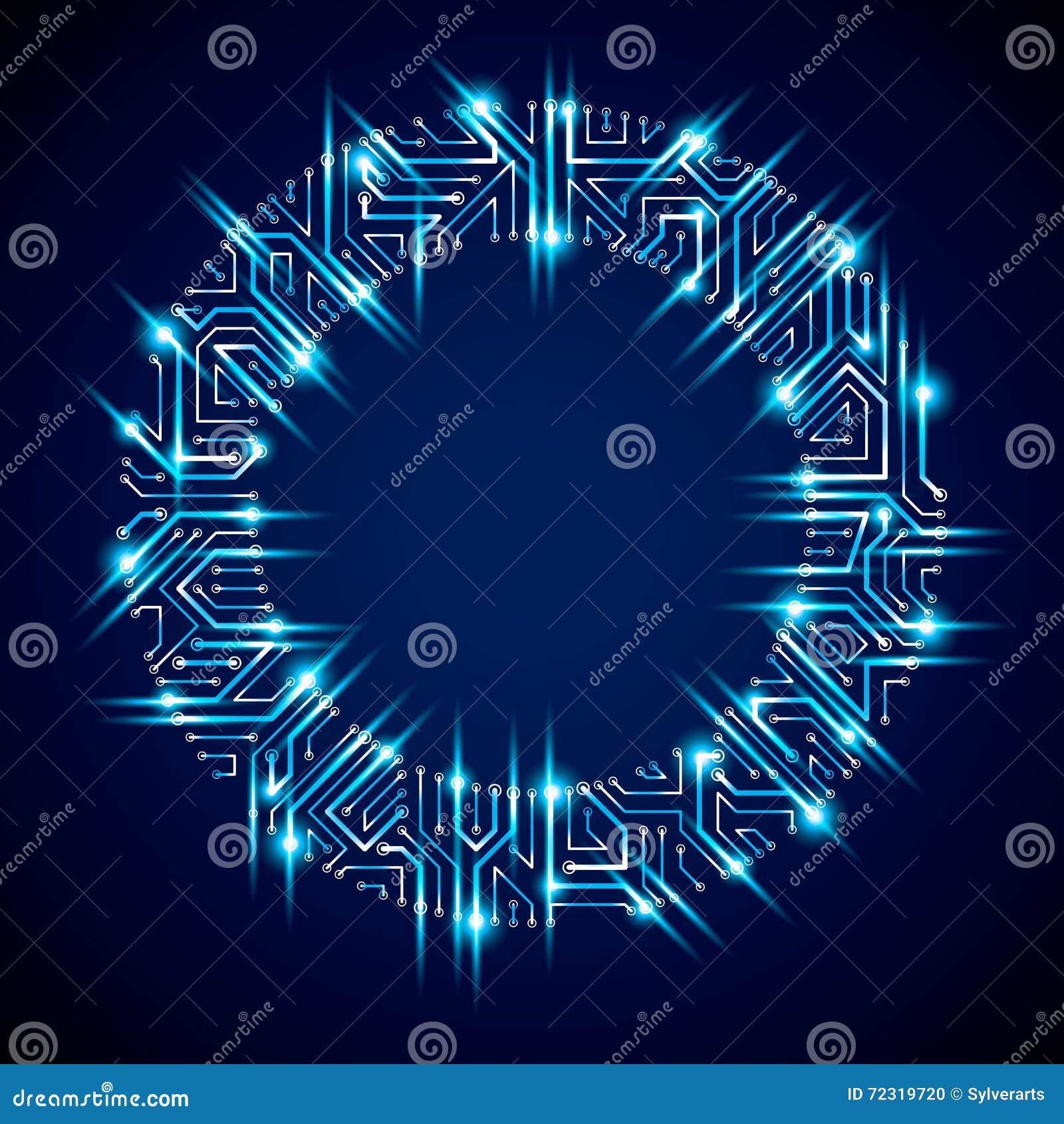 Vector Sparkling Circuit Board Circle, Digital Technologies Abstraction ...