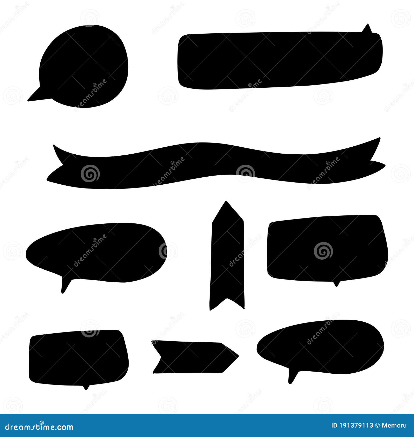 Vector Speach Bubbles Set. Hand Drawn Text Space Elements. Stock Vector ...