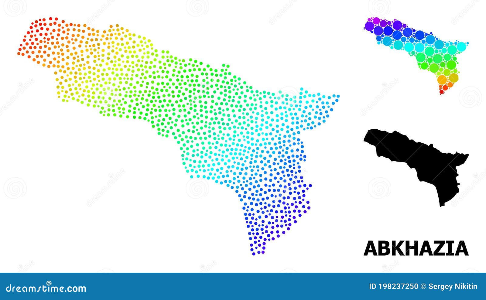 2D Polygonal Map of Abkhazia with Red Stars Stock Vector - Illustration ...