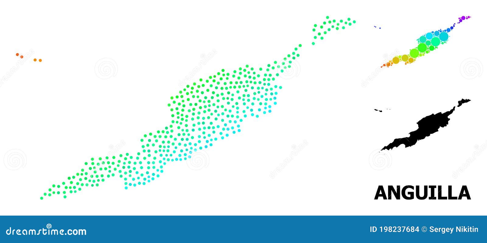 Mesh Polygonal Map of Anguilla Islands with Red Stars Stock Vector ...