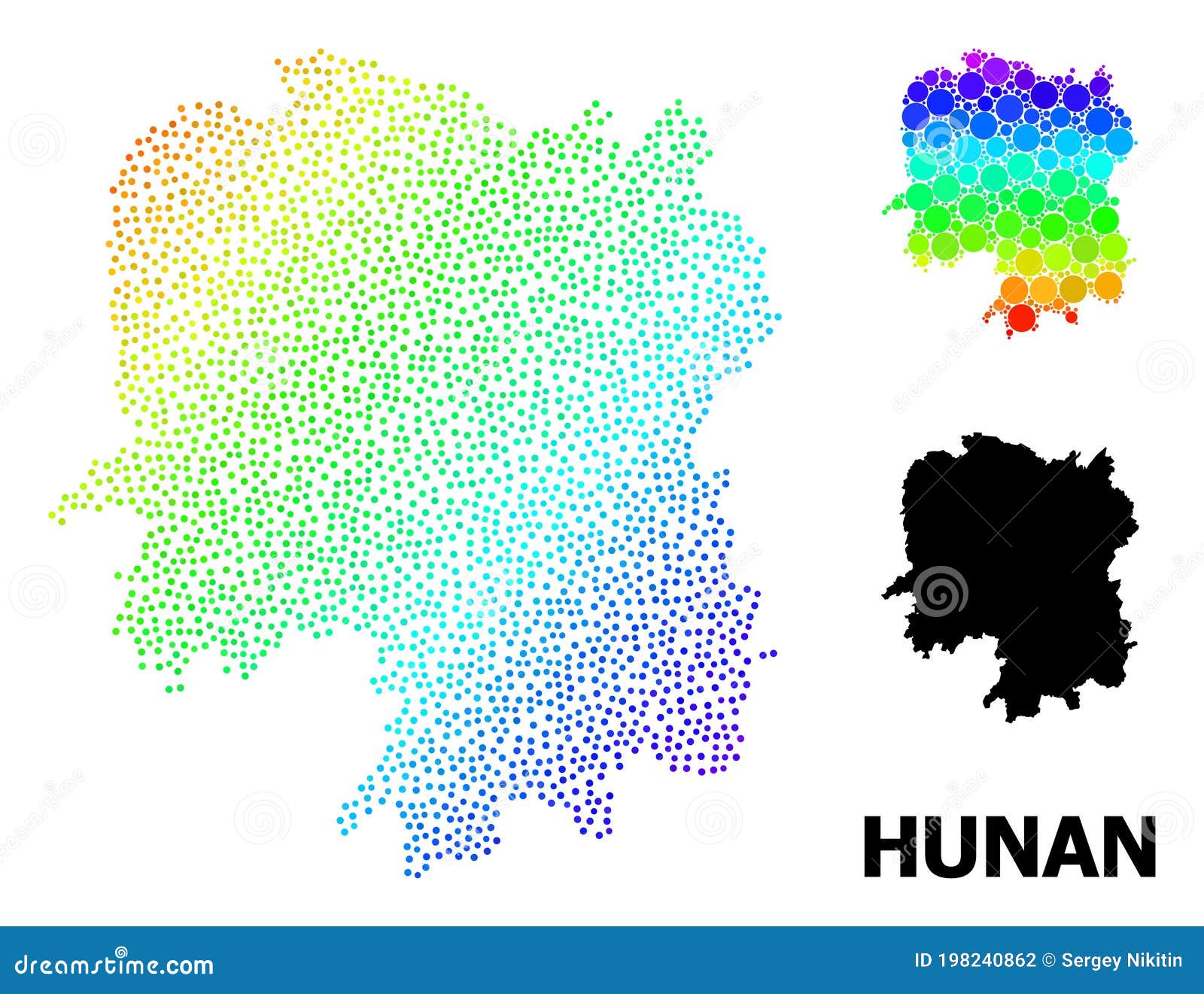 Vector Spectral Dot Map of Hunan Province Stock Vector - Illustration ...