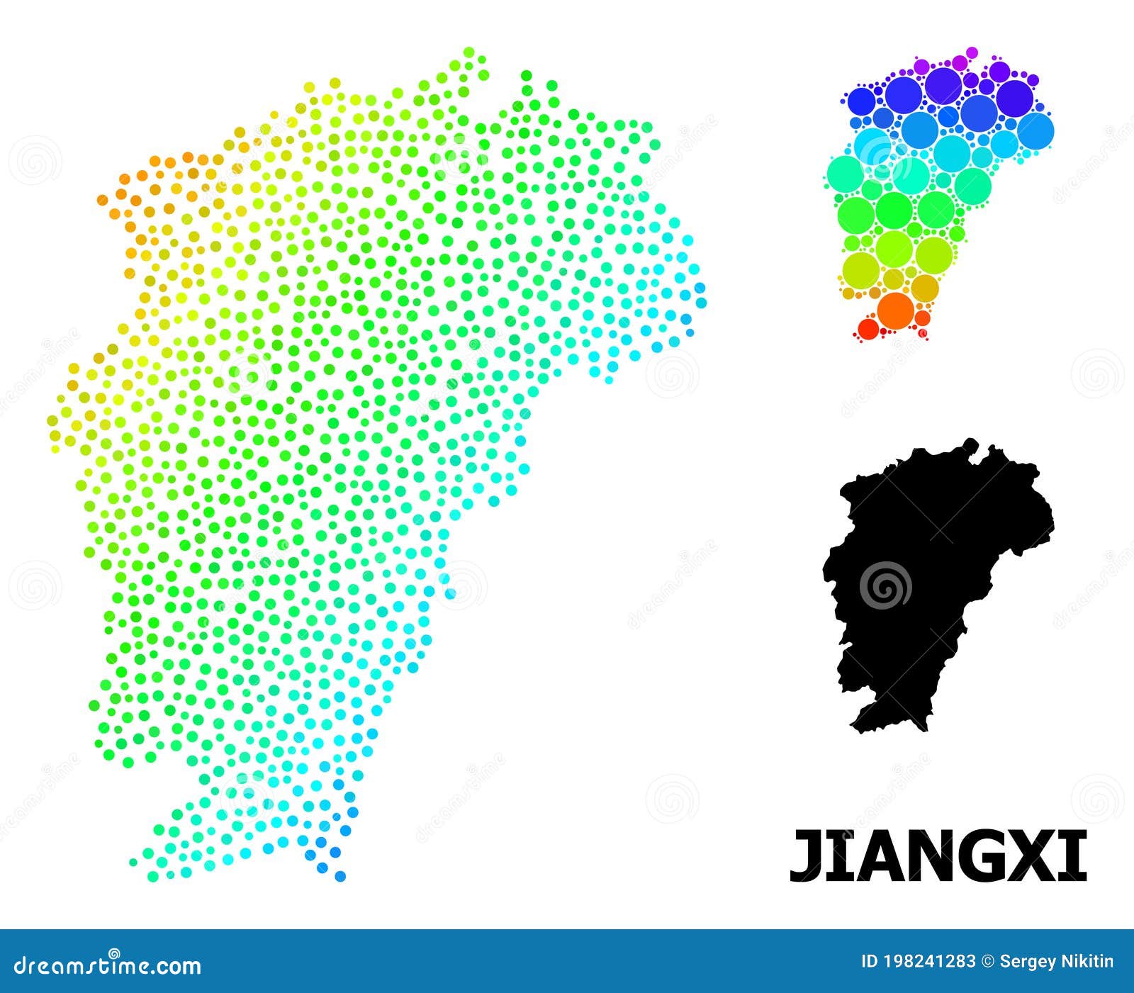 Vector Spectral Dot Map of Jiangxi Province Stock Vector - Illustration ...