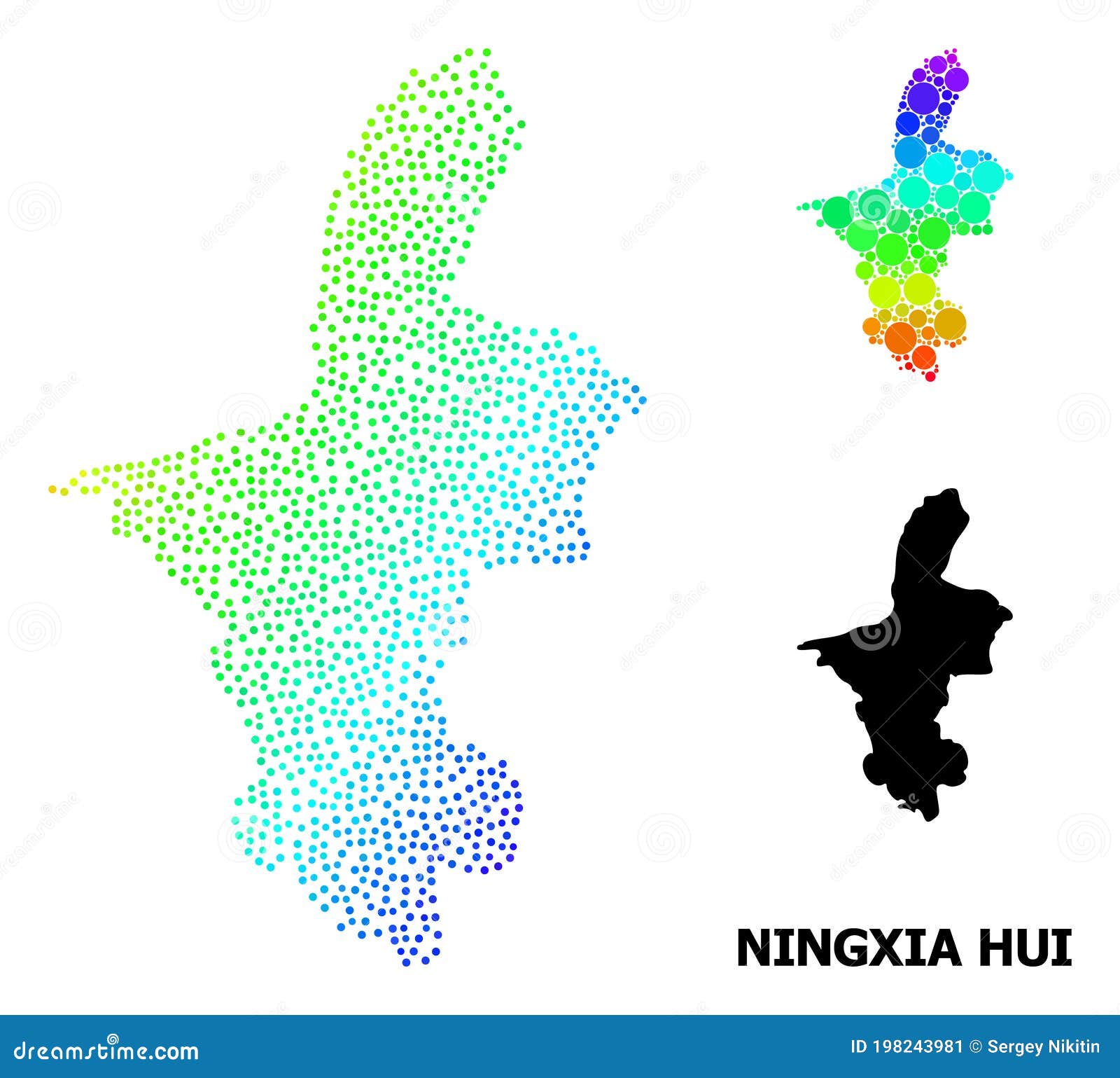 Vector Spectral Dot Map of Ningxia Hui Region Stock Vector ...
