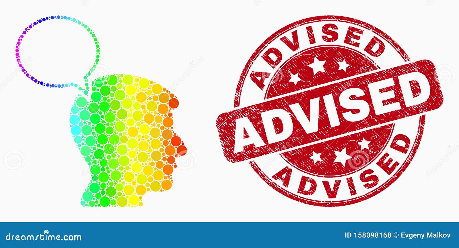 Vector Spectral Dotted Head Thinking Cloud Icon and Scratched Advised ...