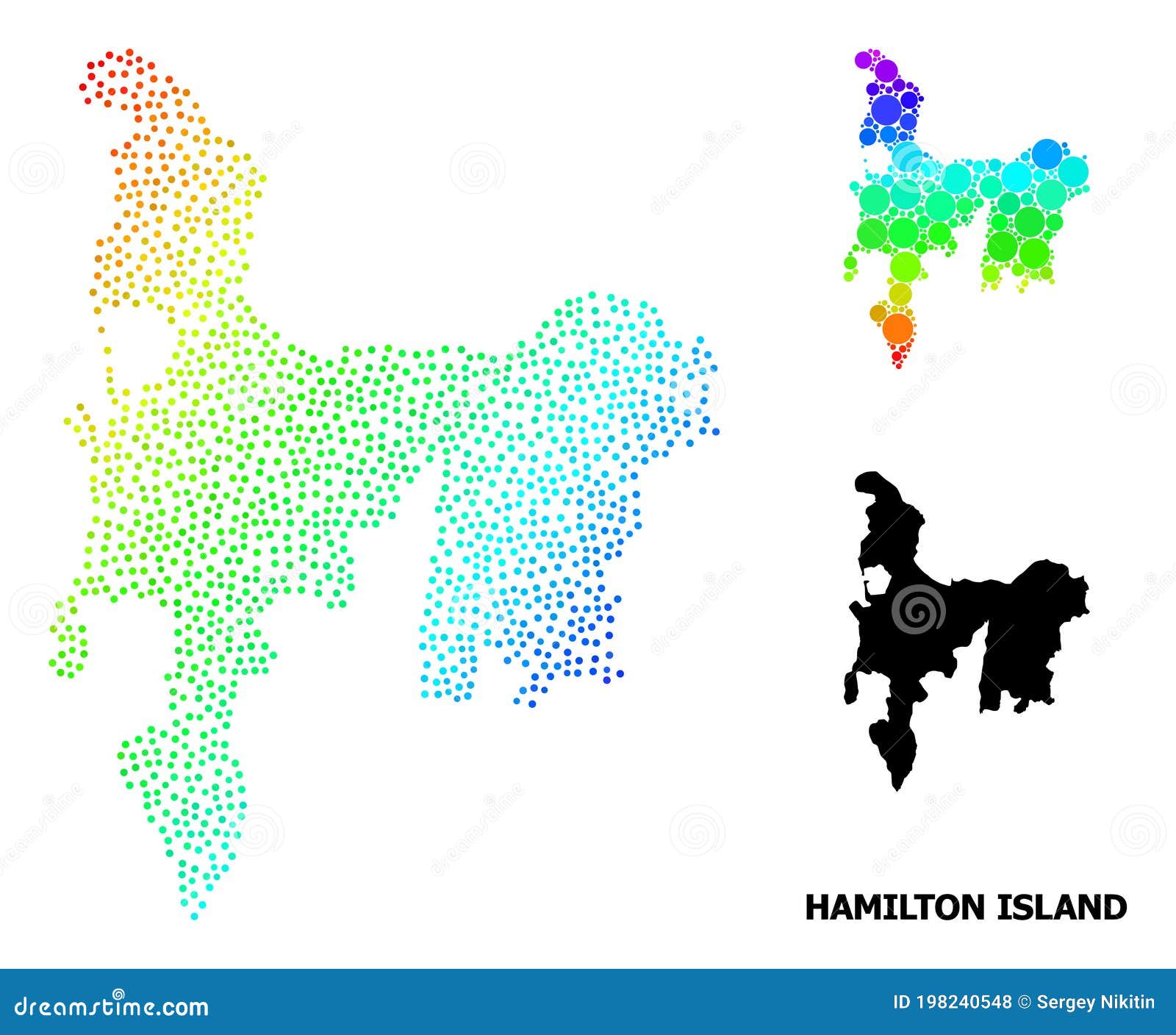 Vector Spectral Dotted Map Of Hamilton Island | CartoonDealer.com ...