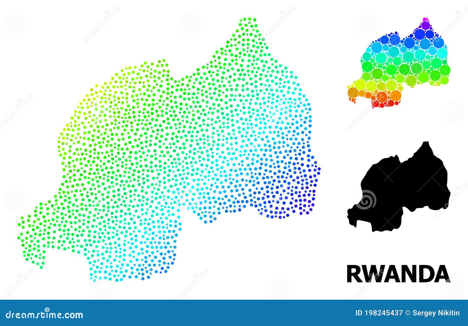 Vector Spectral Dotted Map of Rwanda Stock Vector - Illustration of ...