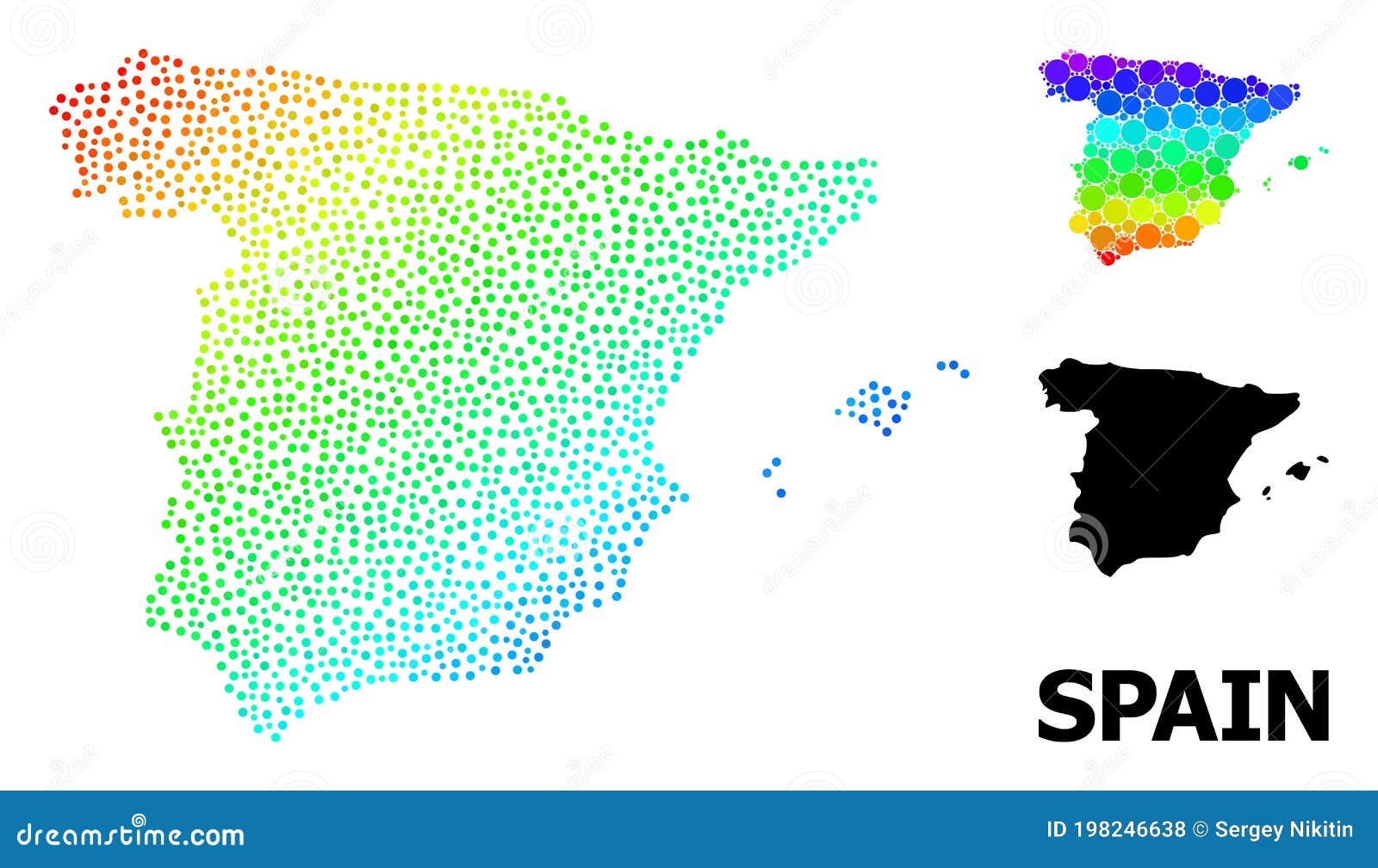 Vector Spectral Dotted Map of Spain Stock Vector - Illustration of ...