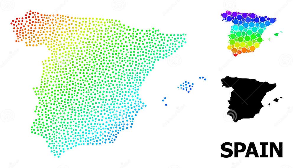 Vector Spectral Dotted Map of Spain Stock Vector - Illustration of ...