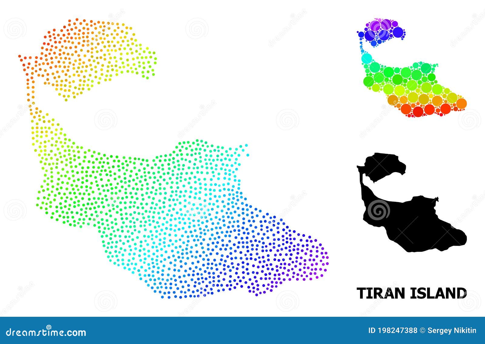 Vector Spectral Dotted Map of Tiran Island Stock Vector - Illustration ...