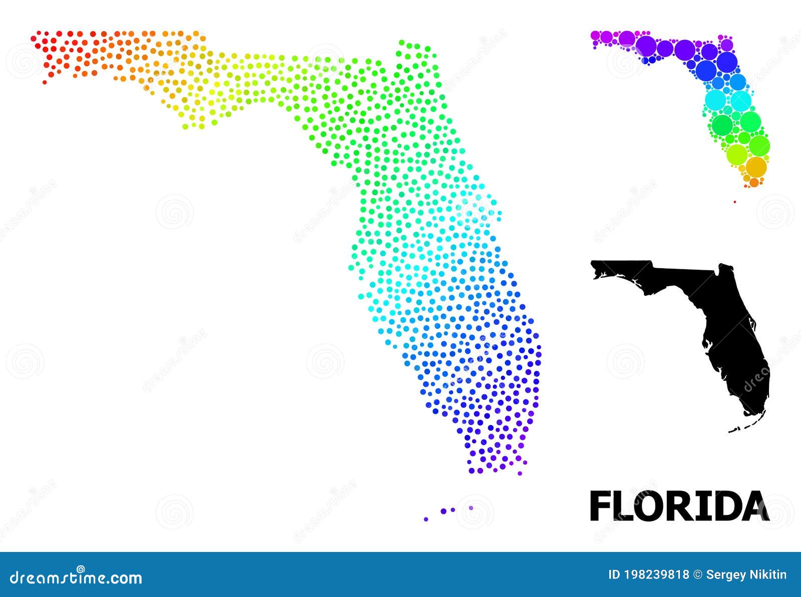 Vector Spectral Pixel Map of Florida State Stock Vector - Illustration ...