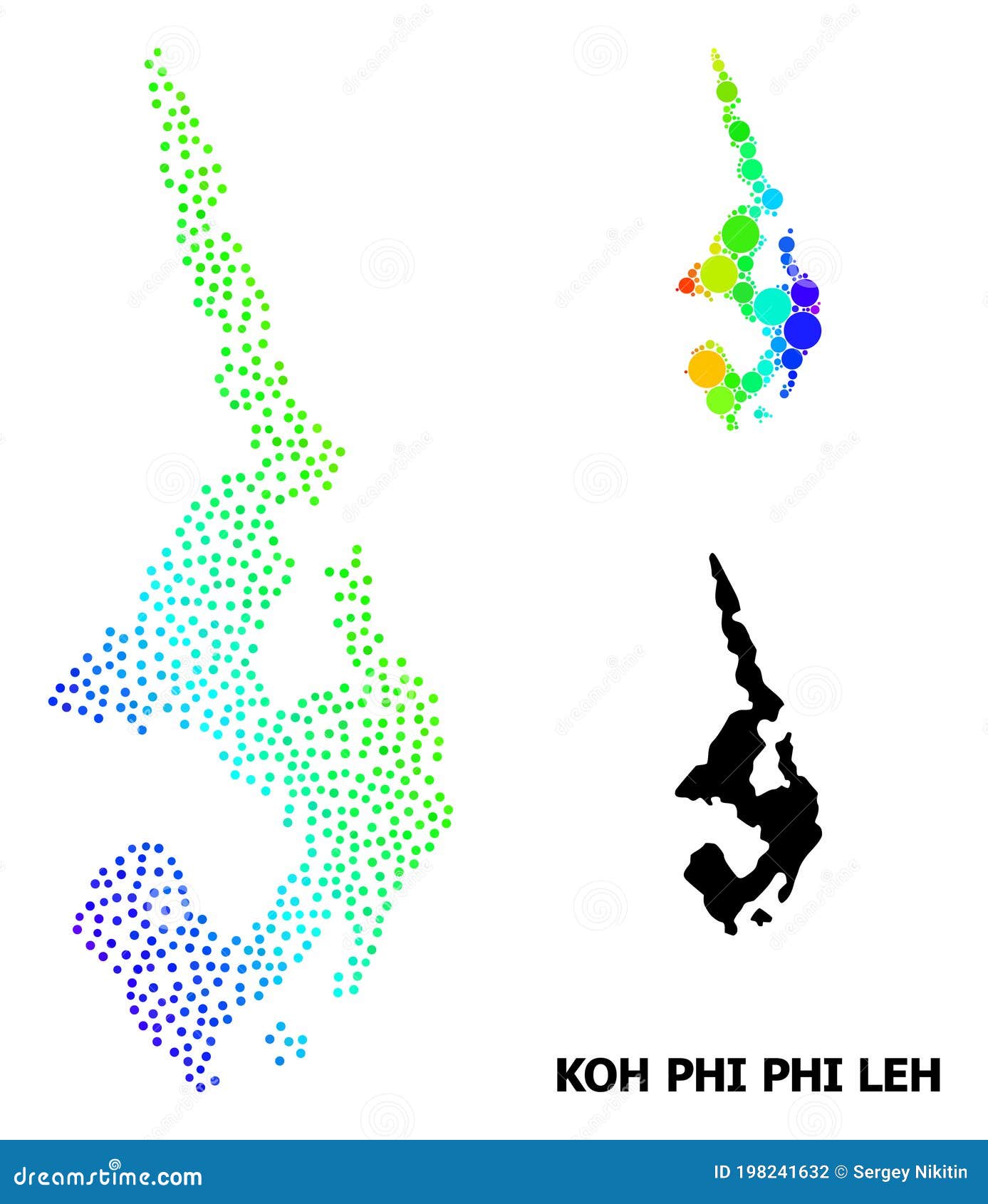 Vector Spectral Pixel Map of Koh Phi Leh Stock Vector - Illustration of ...