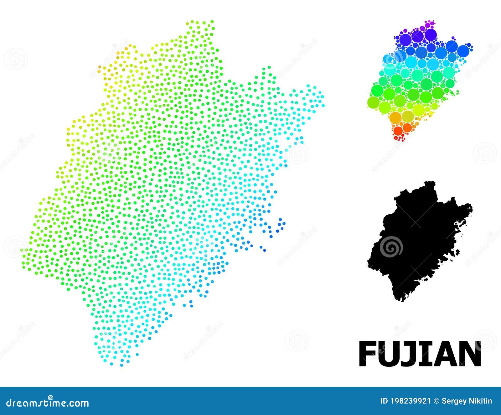 Vector Spectral Pixelated Map of Fujian Province Stock Vector ...