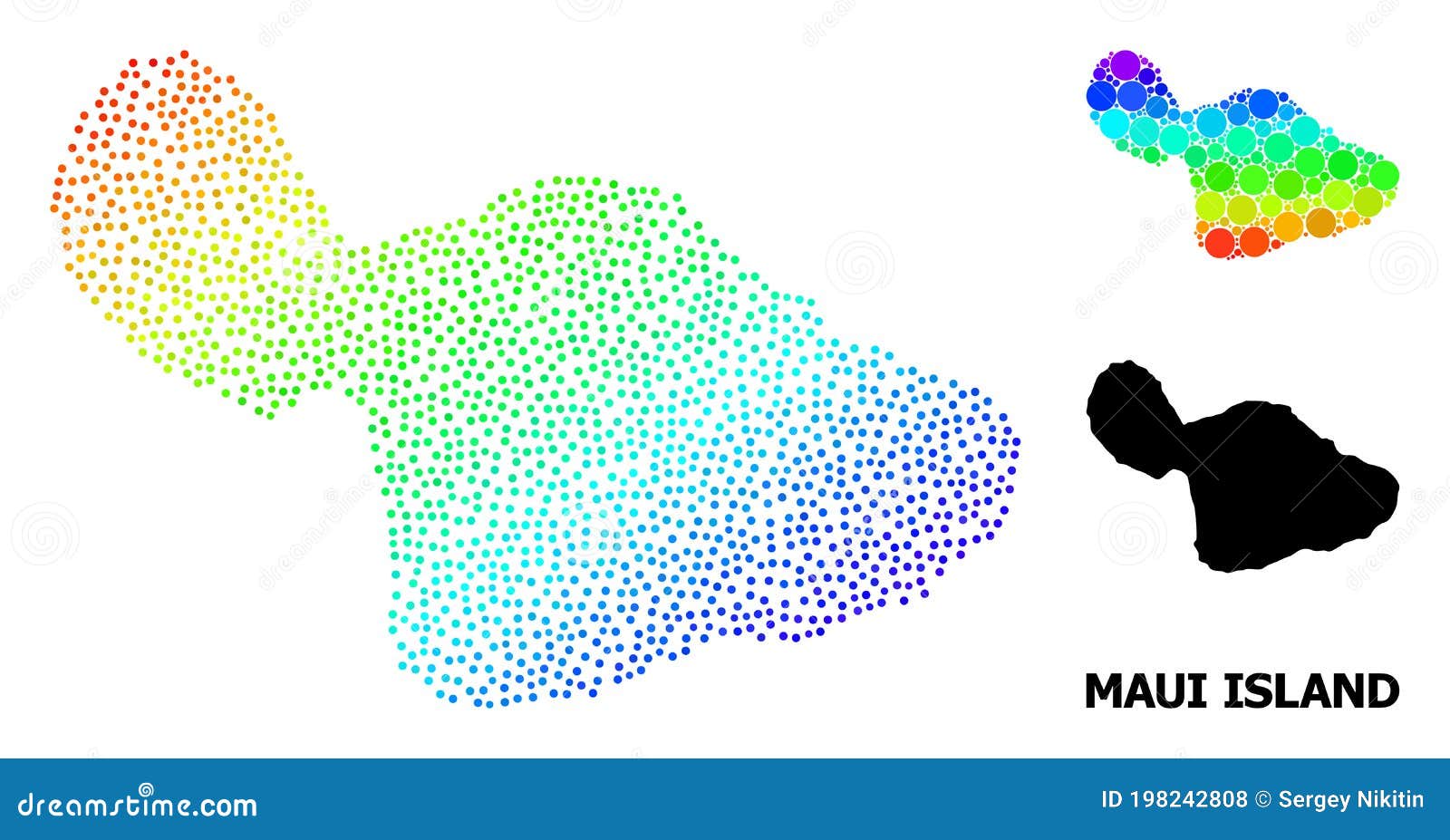 Vector Spectral Pixelated Map of Maui Island Stock Vector ...