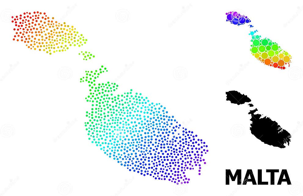 Vector Spectrum Dot Map of Malta Stock Vector - Illustration of land ...