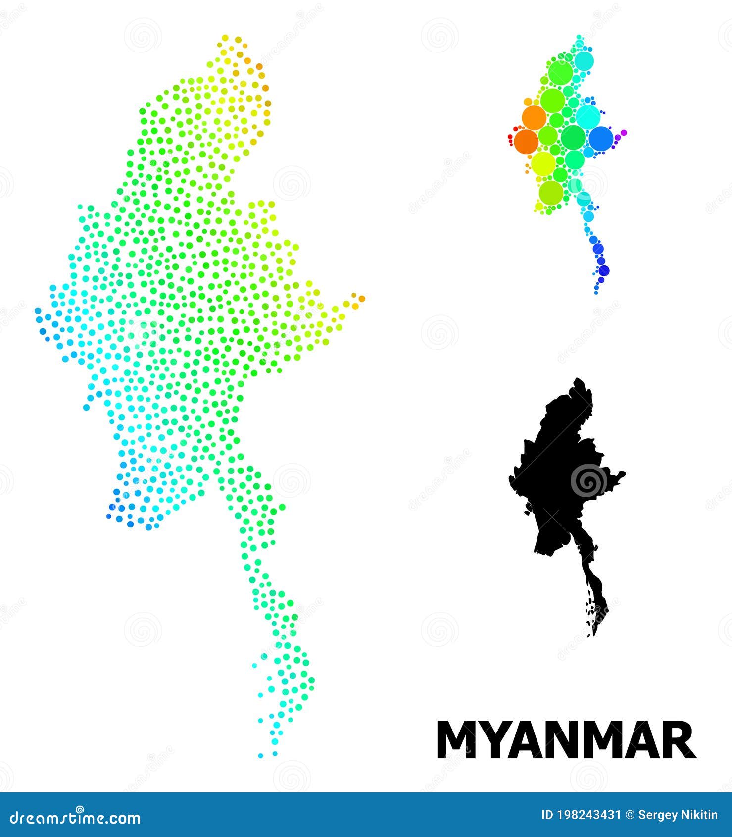 Vector Spectrum Dot Map of Myanmar Stock Vector - Illustration of ...