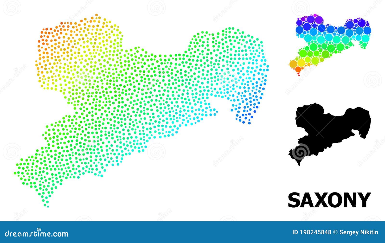 Vector Spectrum Dot Map of Saxony State Stock Vector - Illustration of ...