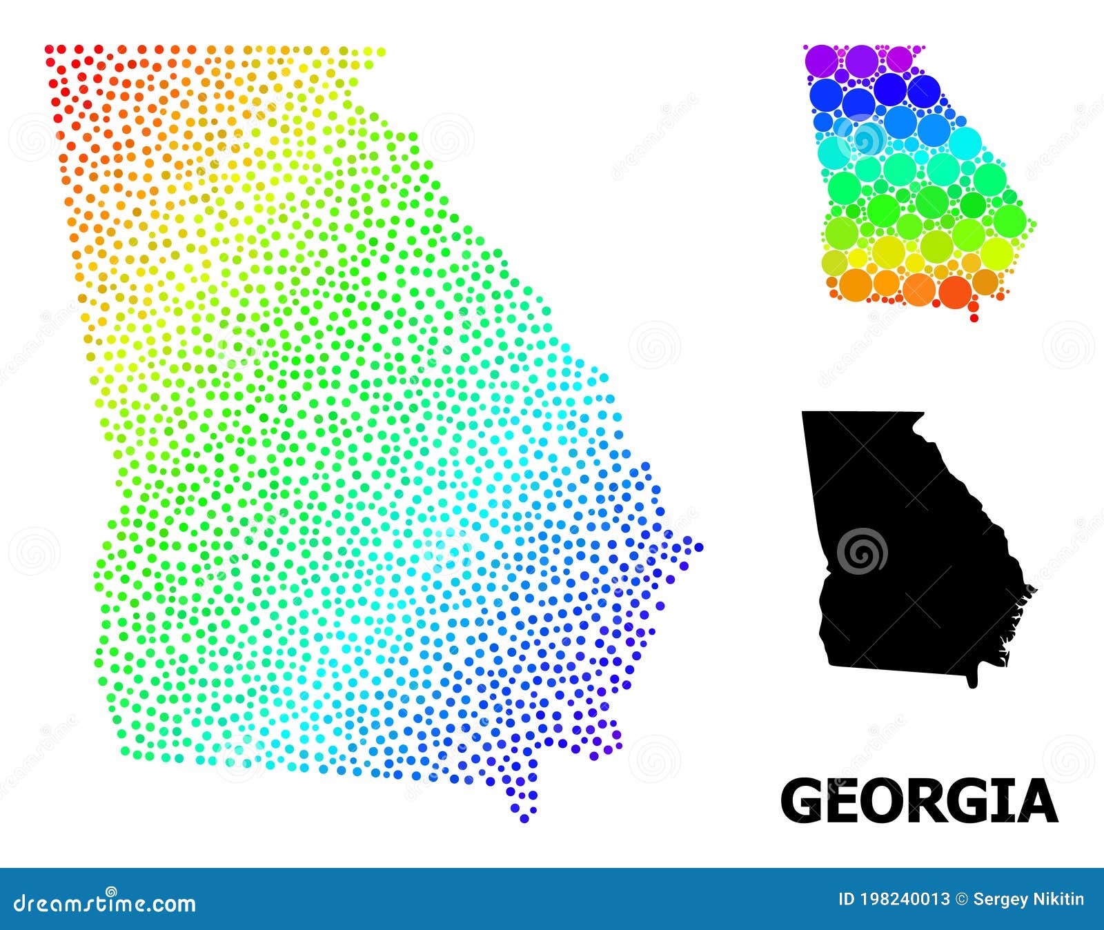 Vector Spectrum Dotted Map of Georgia State Stock Vector - Illustration ...
