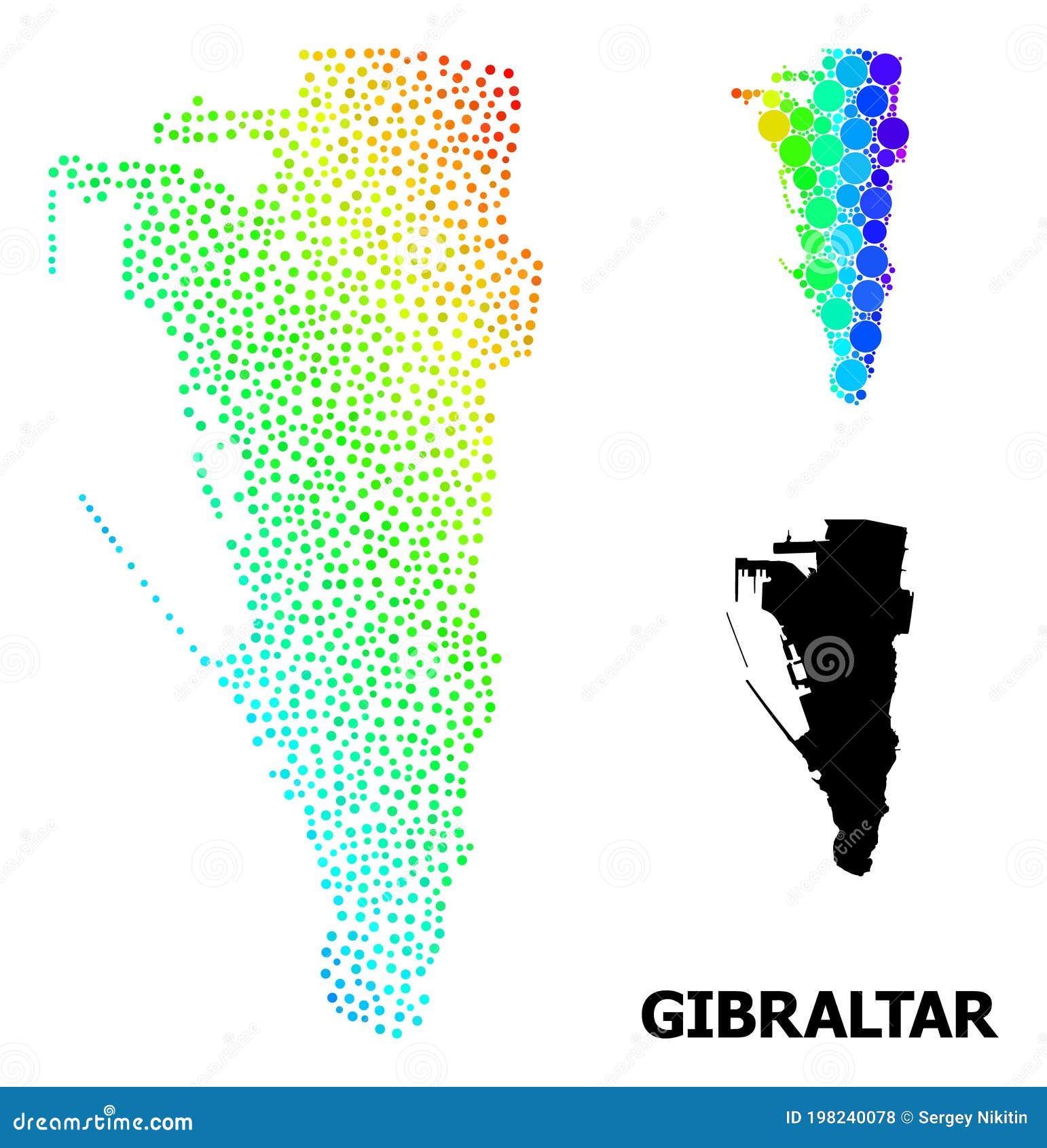 Vector Spectrum Dotted Map of Gibraltar Stock Vector - Illustration of ...