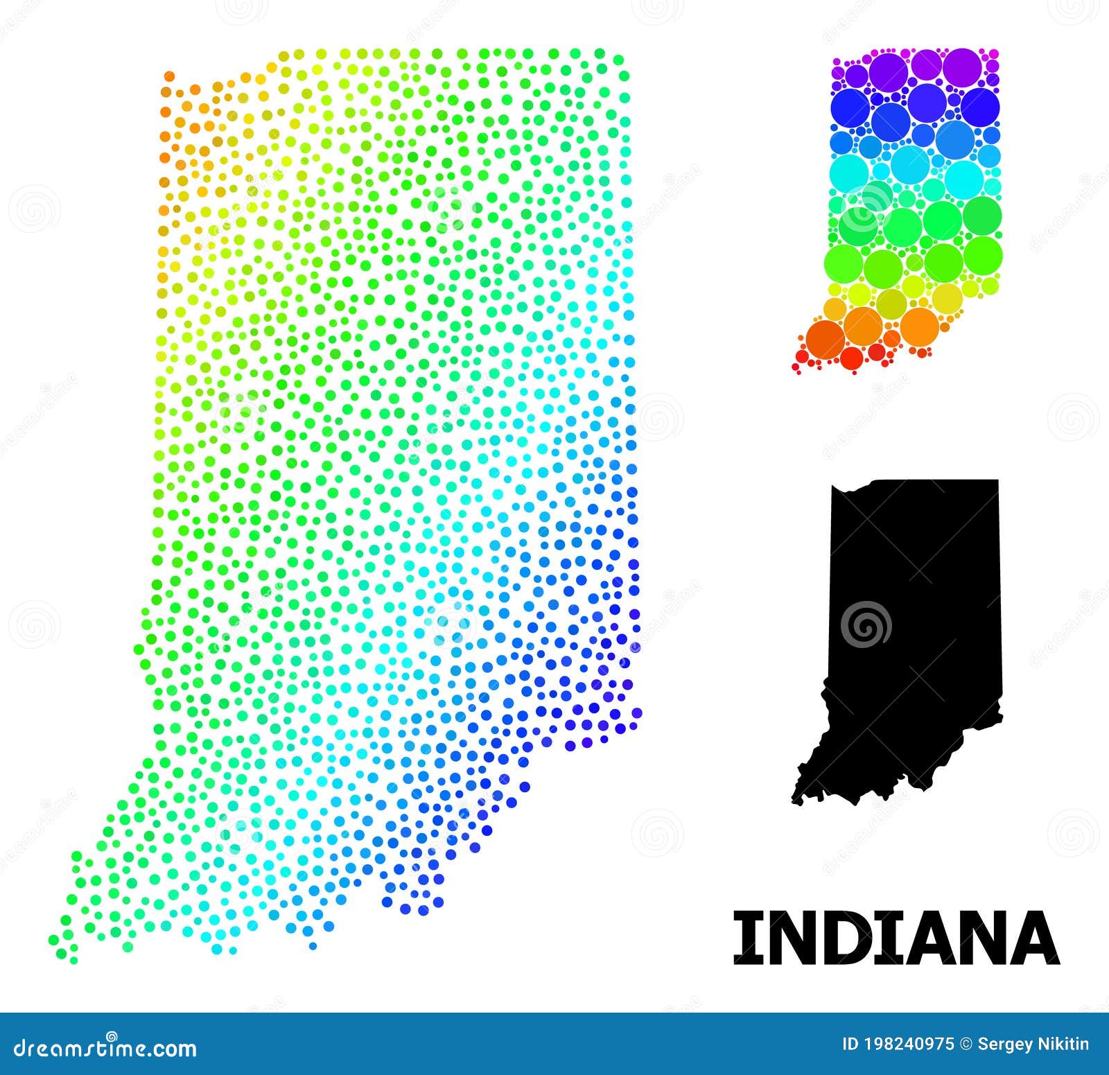 Vector Spectrum Dotted Map of Indiana State Stock Vector - Illustration ...
