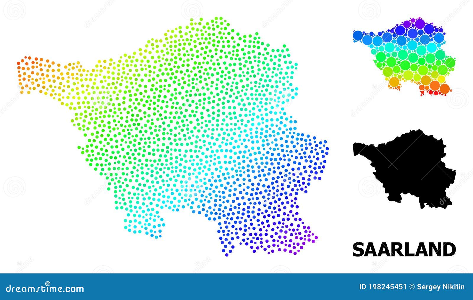 Vector Spectrum Dotted Map of Saarland State Stock Vector ...