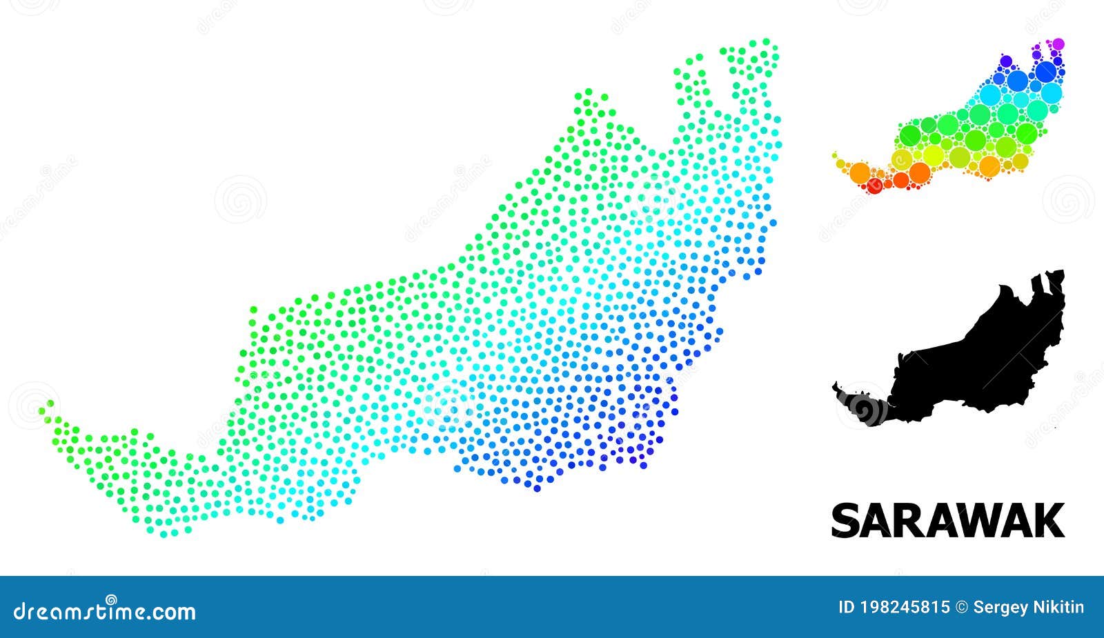 Vector Spectrum Dotted Map of Sarawak Stock Vector - Illustration of ...