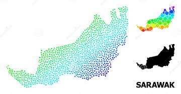 Vector Spectrum Dotted Map of Sarawak Stock Vector - Illustration of ...