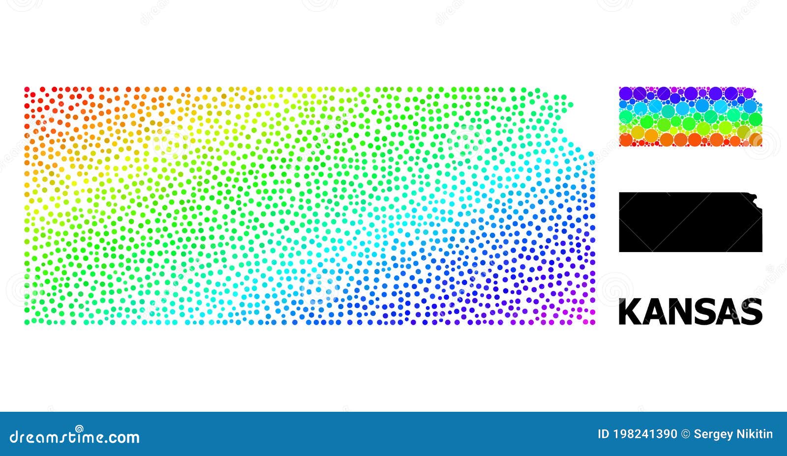 Kansas Map. Political Map Of Kansas With Boundaries In White Color ...