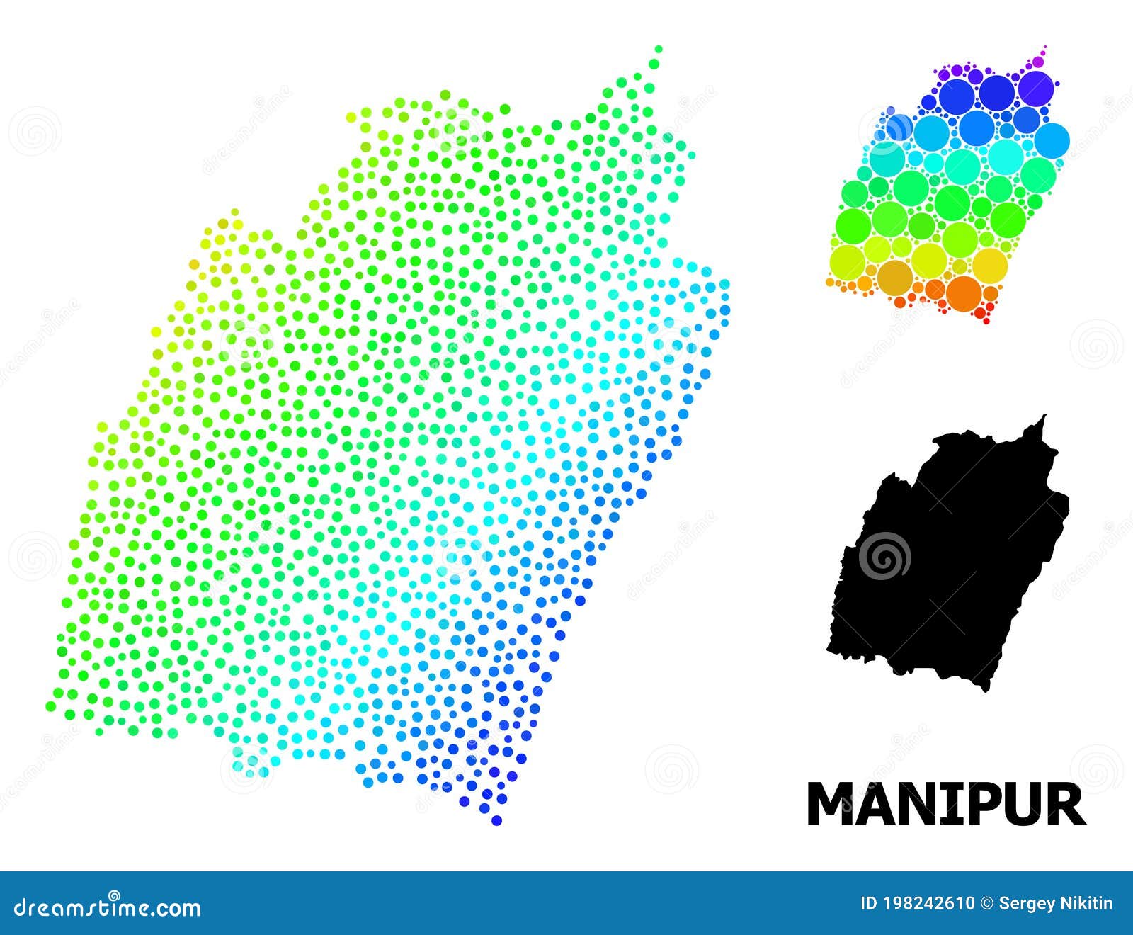 Vector Spectrum Gradient Dot Map of Manipur State Stock Vector ...