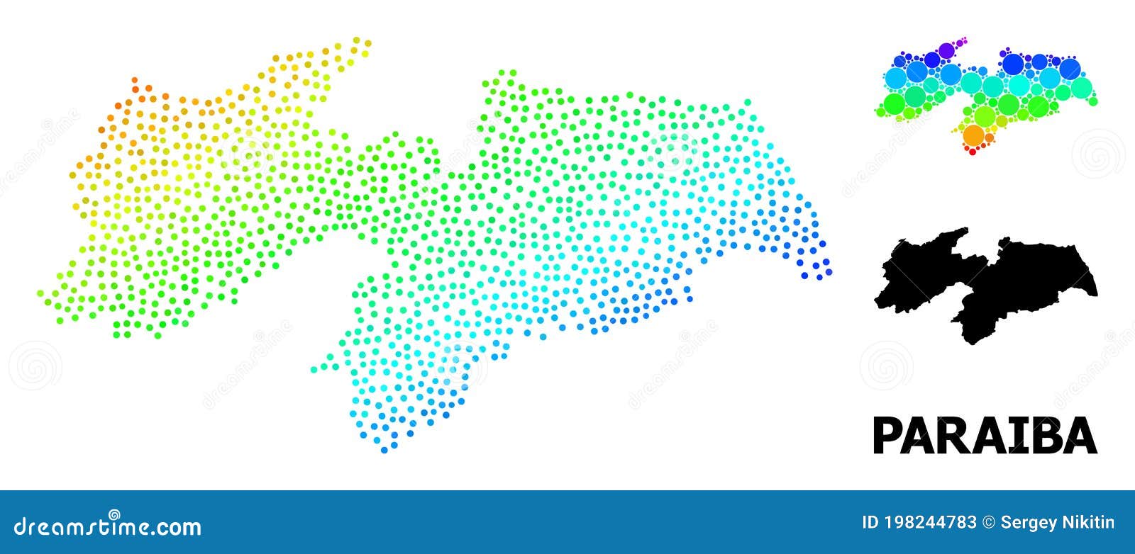 Vector Spectrum Gradient Dot Map Of Paraiba State | CartoonDealer.com ...