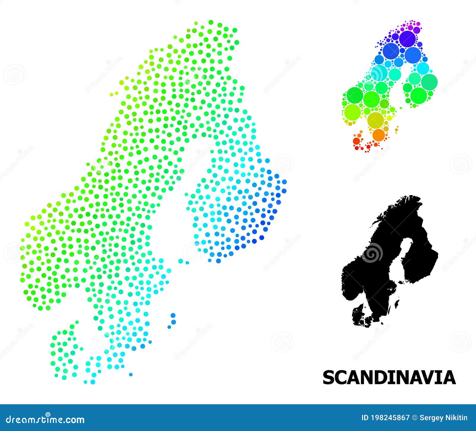 Vector Spectrum Gradient Dot Map of Scandinavia Stock Vector ...