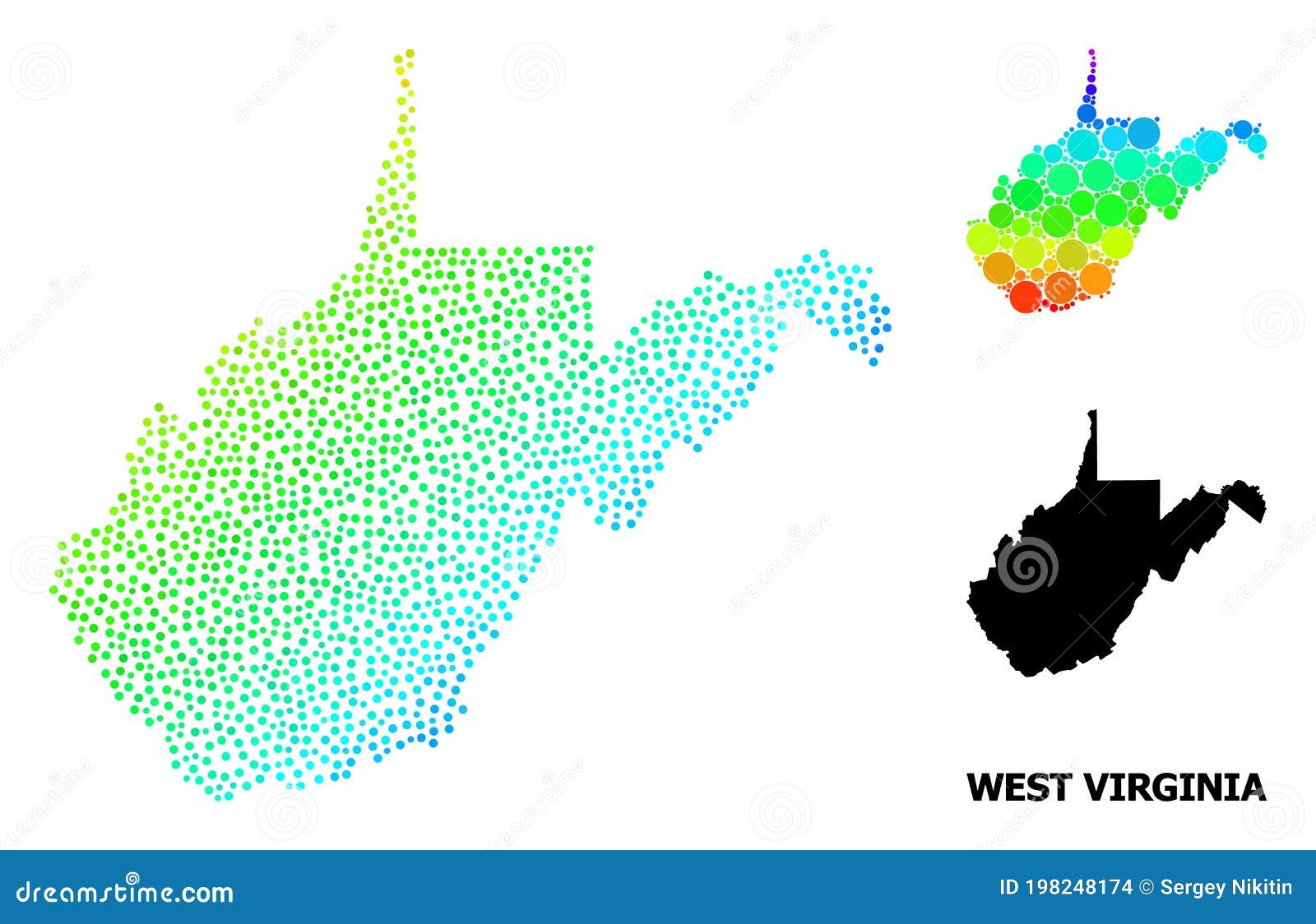Vector Spectrum Gradient Dot Map of West Virginia State Stock Vector ...
