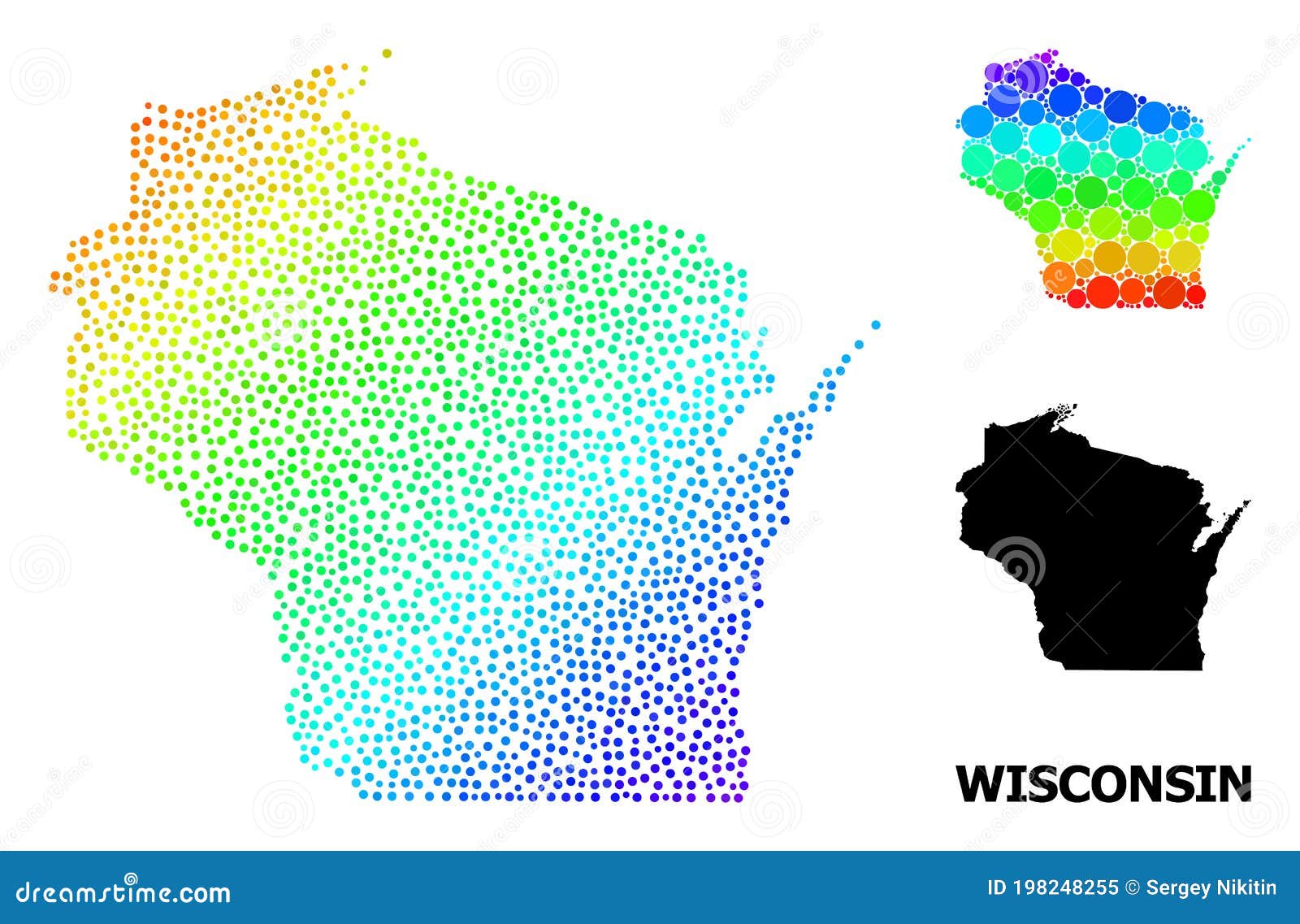 Vector Spectrum Gradient Dot Map of Wisconsin State Stock Vector ...