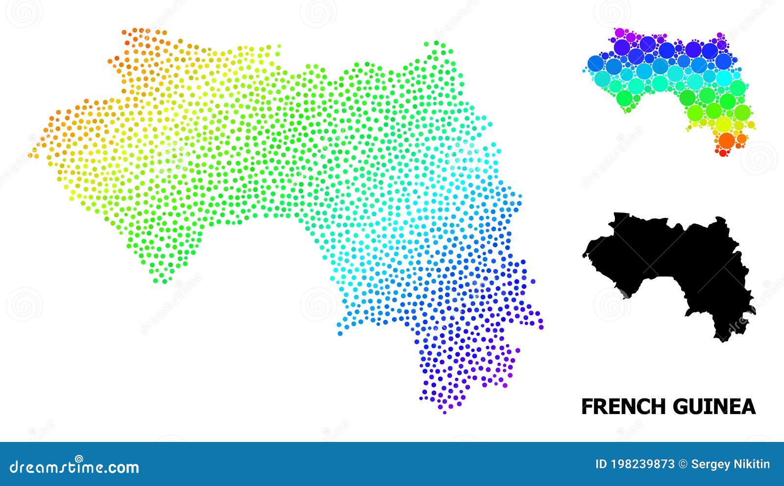 Vector Spectrum Gradient Dotted Map of French Guinea Stock Vector ...